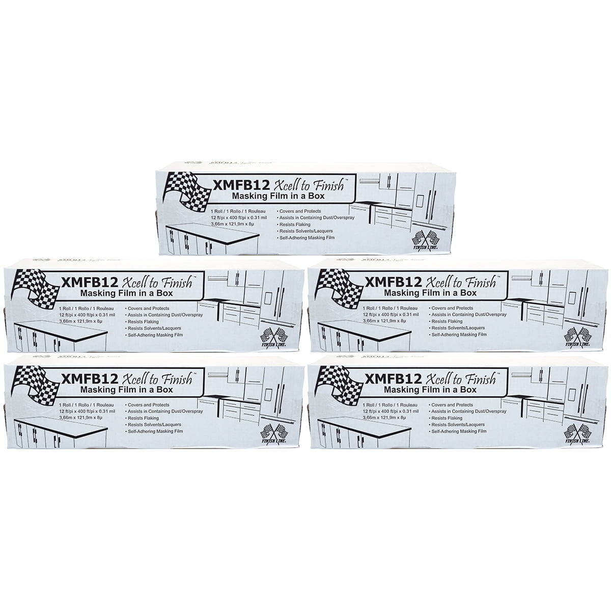 5‐Pack of 12' x 400' IPS XMFB12 Finish Line Painter's Plastic - Walmart.com
