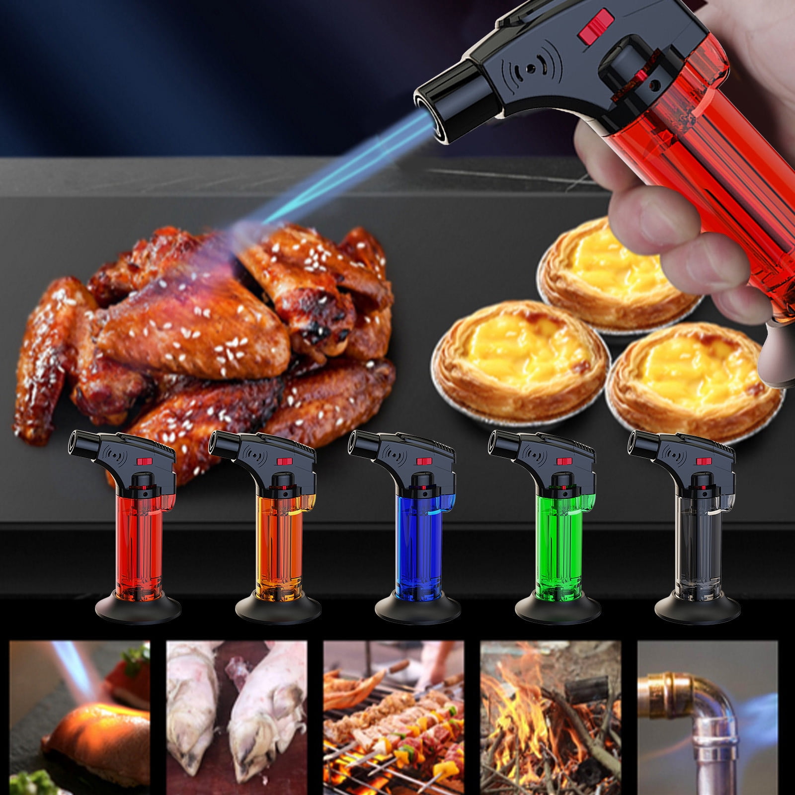 5 Pack of Butane Torch Lighter Grill Lighter Mini Torch Lighter ...