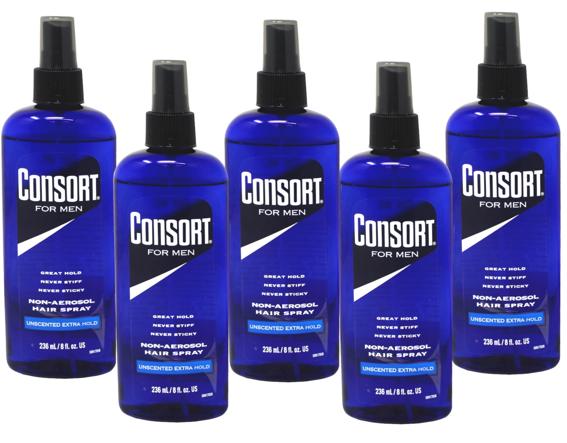 Consort Unscented Extra Hold Hair Spray 8 Ounce Pack of 5 with 12 Hour ...