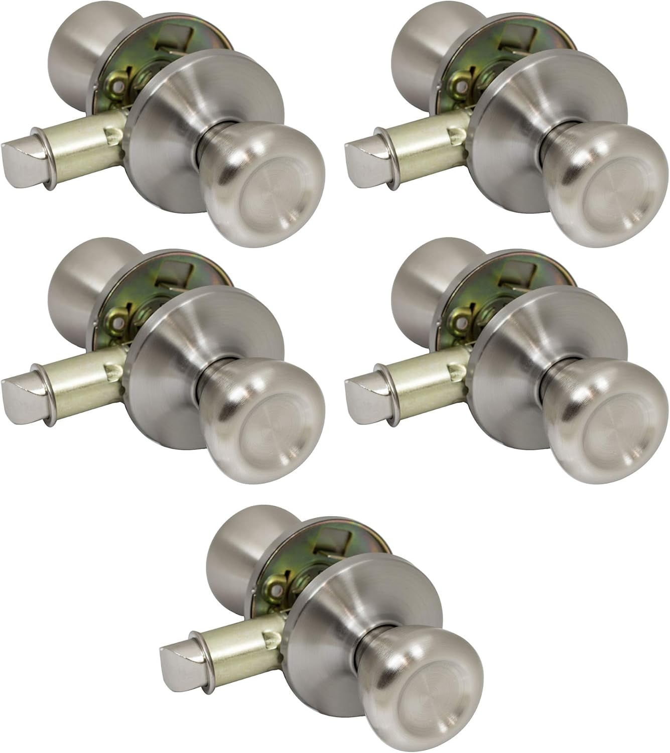 5 Pack of Pro-Grade Classic Mobile Home Passage Door Knob Hall and Closet Handle, Satin Nickel ...