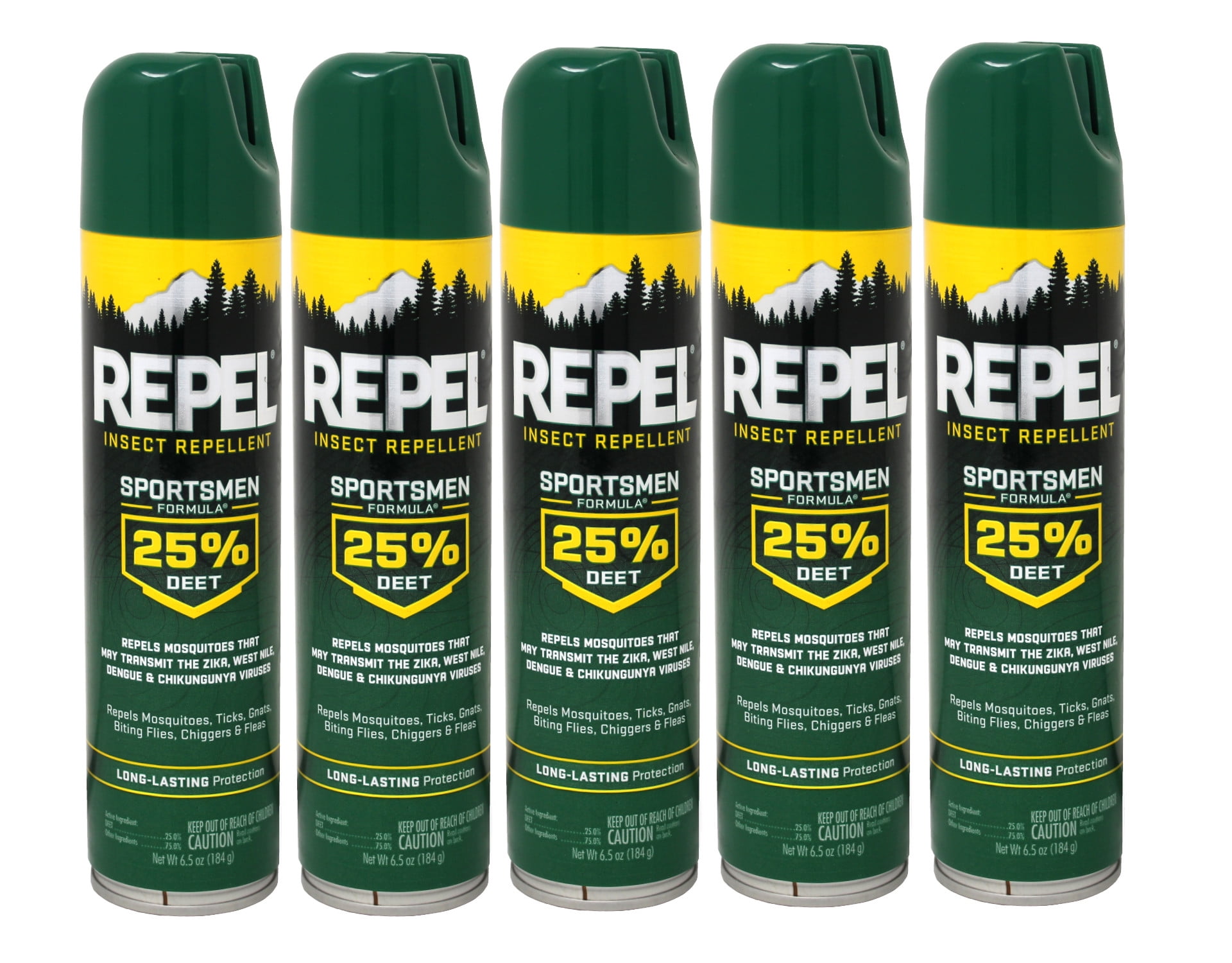5 Pack of REPEl Sportsmen Formula Aerosol 25% DEET (NEW) 6.5 oz ...