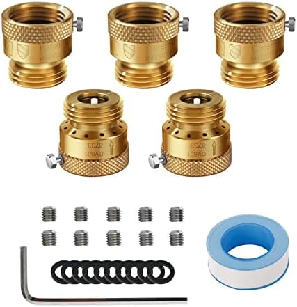 5 PackLead-Free Brass 3/4" Inch MHT Hose Bibb Connector Backflow ...