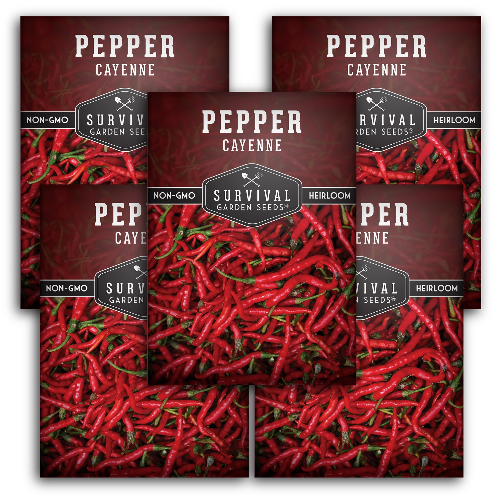 5 Packets Cayenne Pepper Seed - Non-GMO Heirloom Full Sun Annual ...