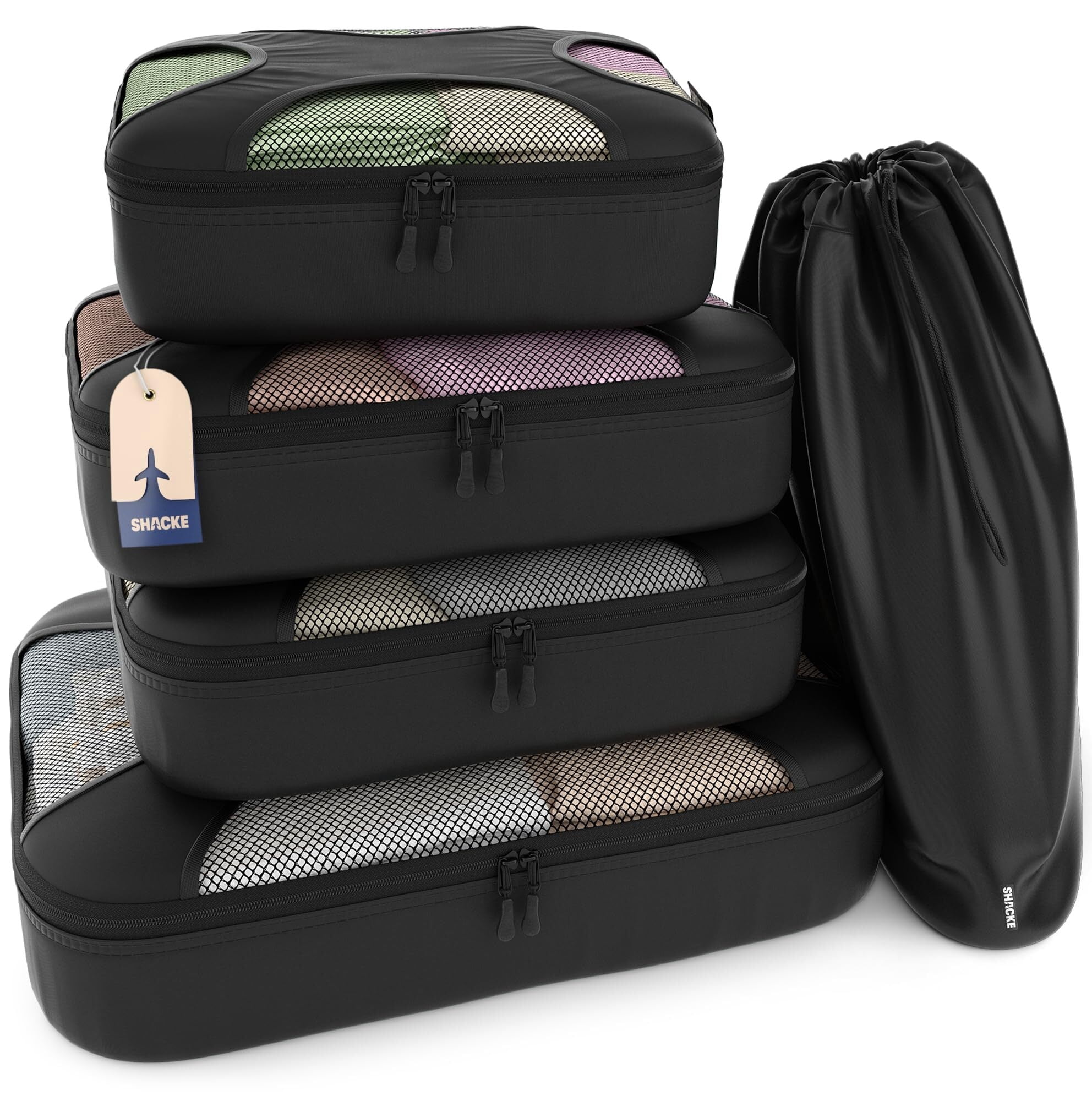 5 Packing Cubes Set - Lightweight Mesh Travel Luggage Organizers with ...