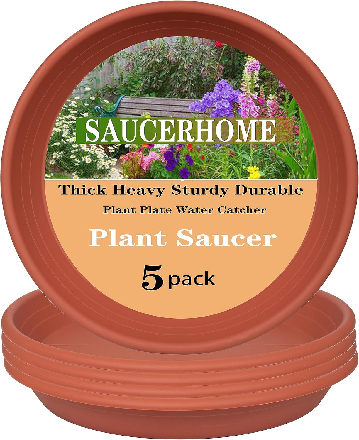 5 Packs 10 Inch Plant Saucer Pot Tray, Plastic Flower Planter Saucers ...