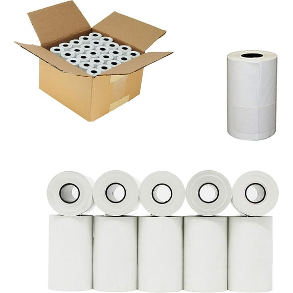 (5 Packs of 10 Rolls) 2 1/4 x 55 thermal paper rolls (50 Rolls - 55 GSM ...
