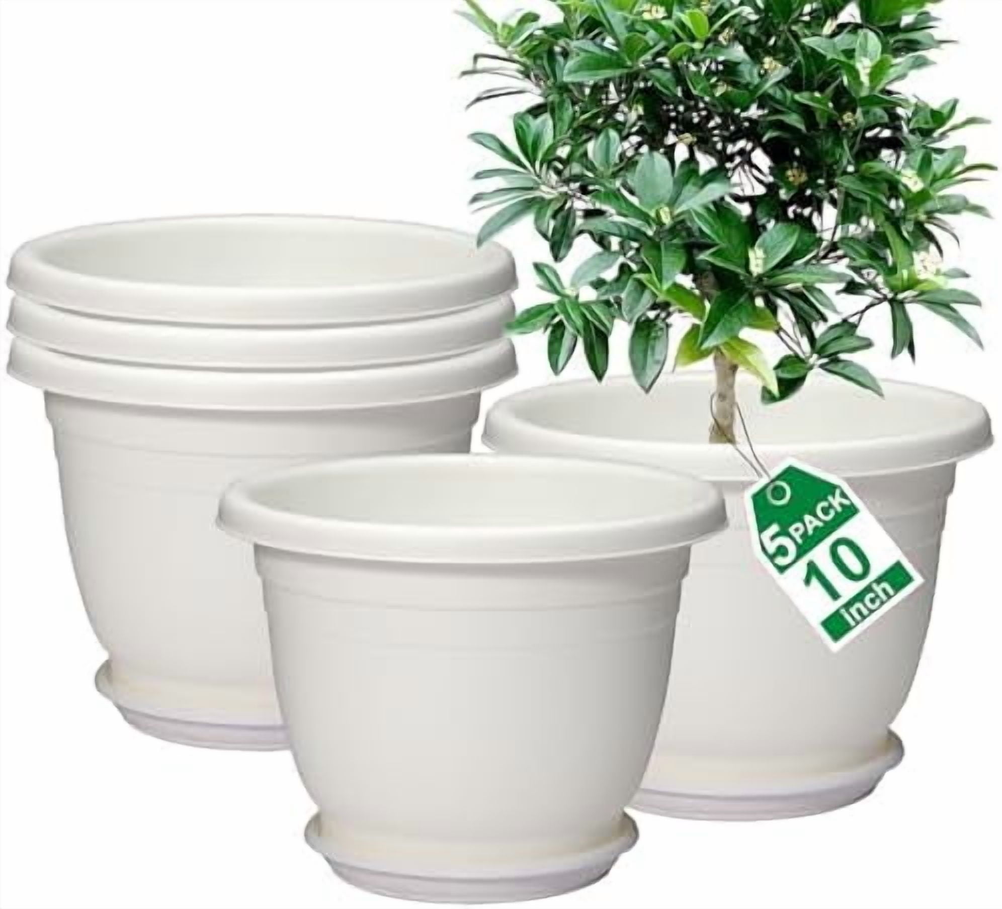 5 Packs 12 inch Flower Pots + Saucer, Planters for Indoor & Outdoor ...