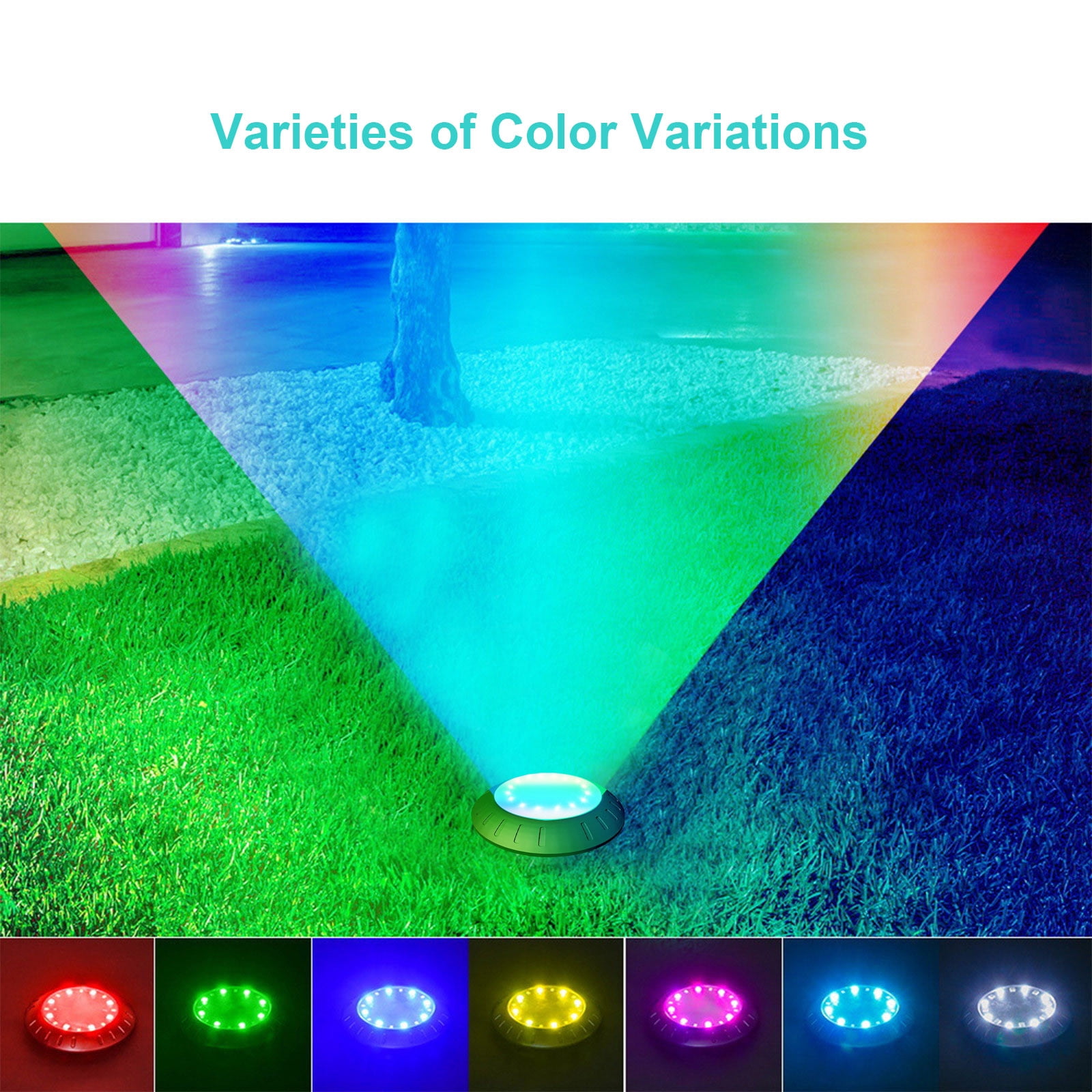 5 Packs 16 LED Solar Ground Lights Outdoor, Multi Color Changing Solar ...