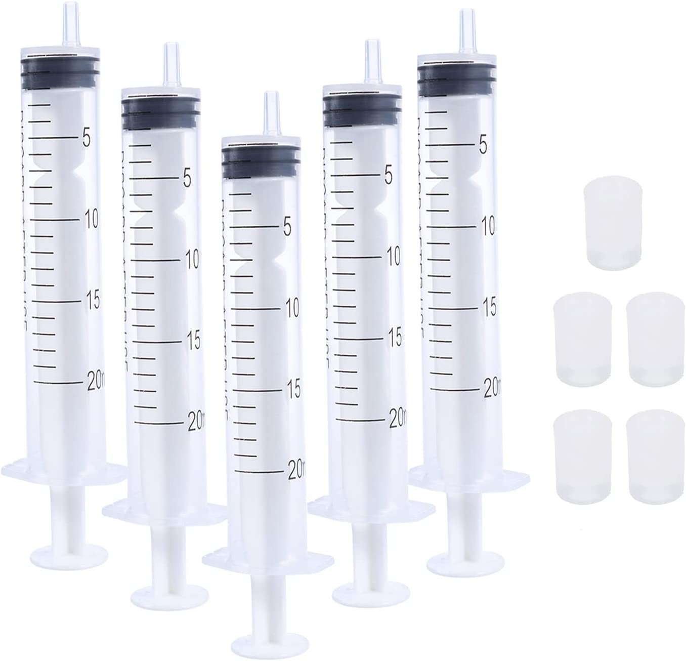 5 Packs 20ml Reusable Plastic Syringe with 5Pcs Extraction Adapters for ...
