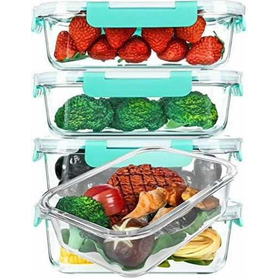 [5-Packs, 36 Oz.] Glass Meal Prep Containers with Locking Lids Glass ...