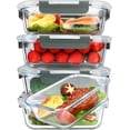 [5-Packs, 36 Oz Glass Meal Prep Containers with Snap Locking Lids Glass ...