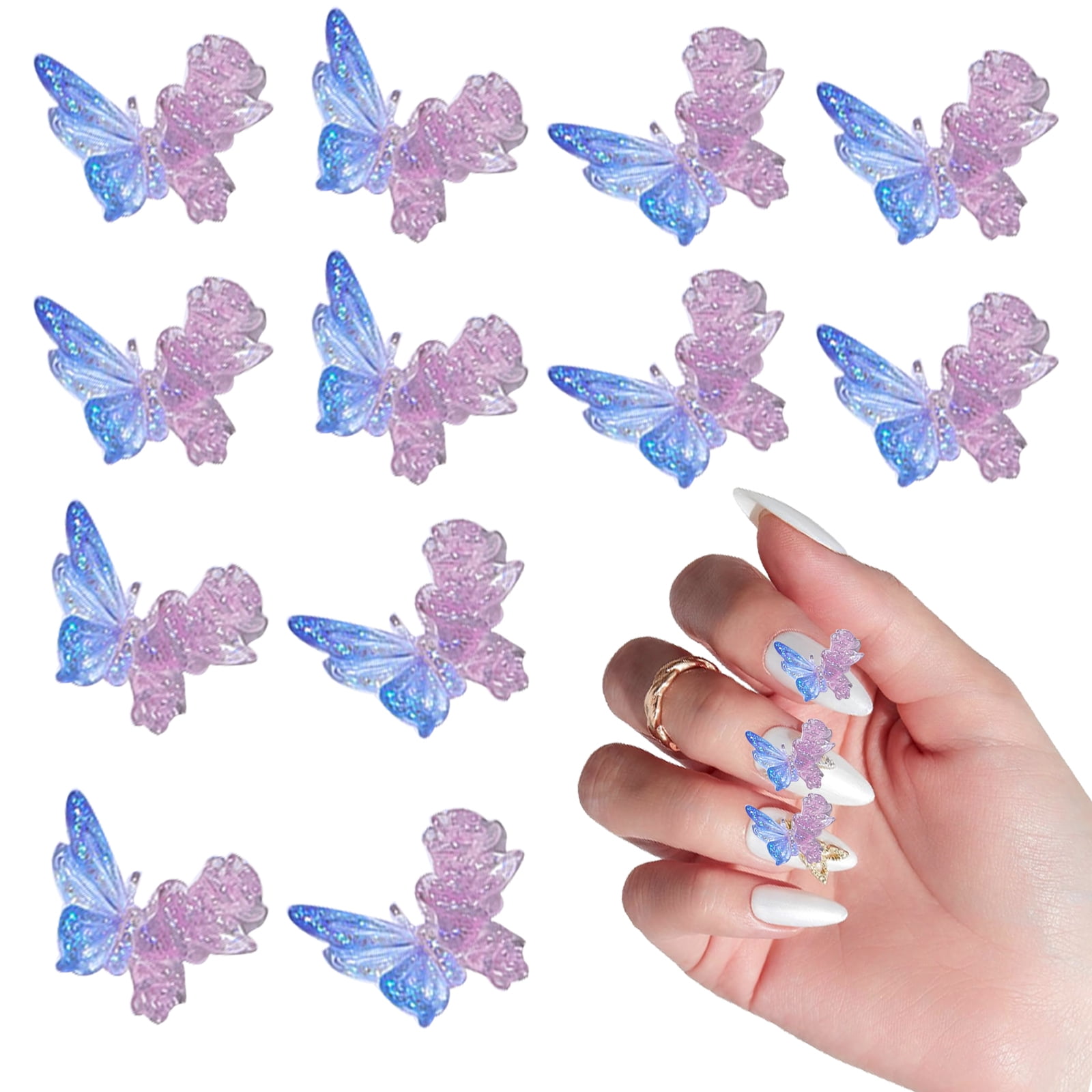 5 Packs 3D Butterfly Nails Art Charms for Jewelry Making Colorful Resin ...