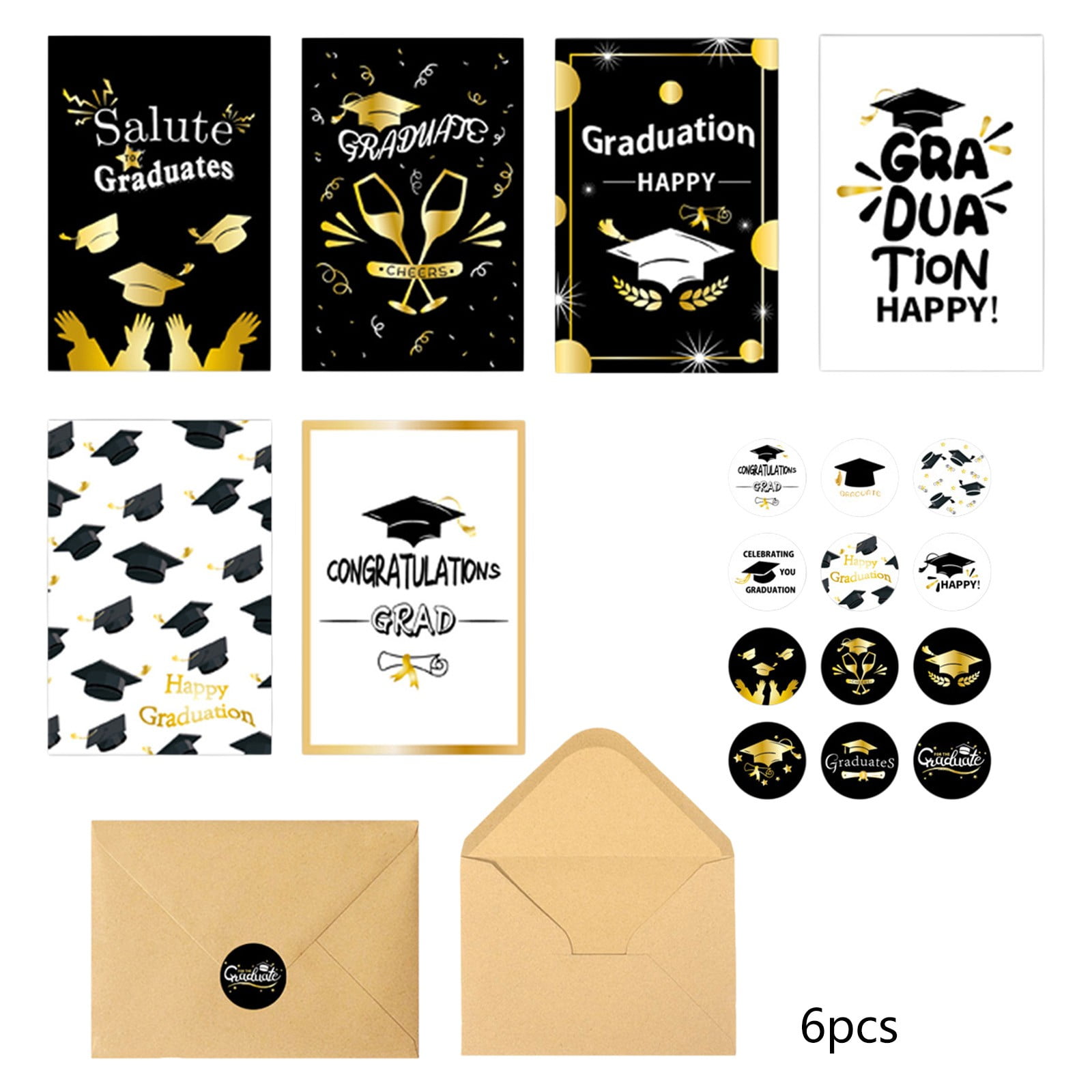 5 Packs 6pcs Graduation Cards with Envelopes and Stickers Graduation ...