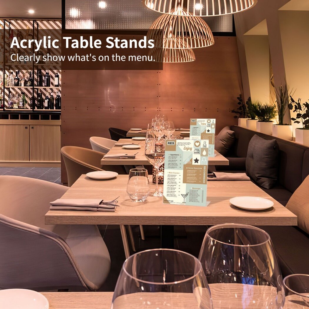 5 Packs Acrylic Table Stands, A4 L-shaped Acrylic Sign Holders, Slanted ...