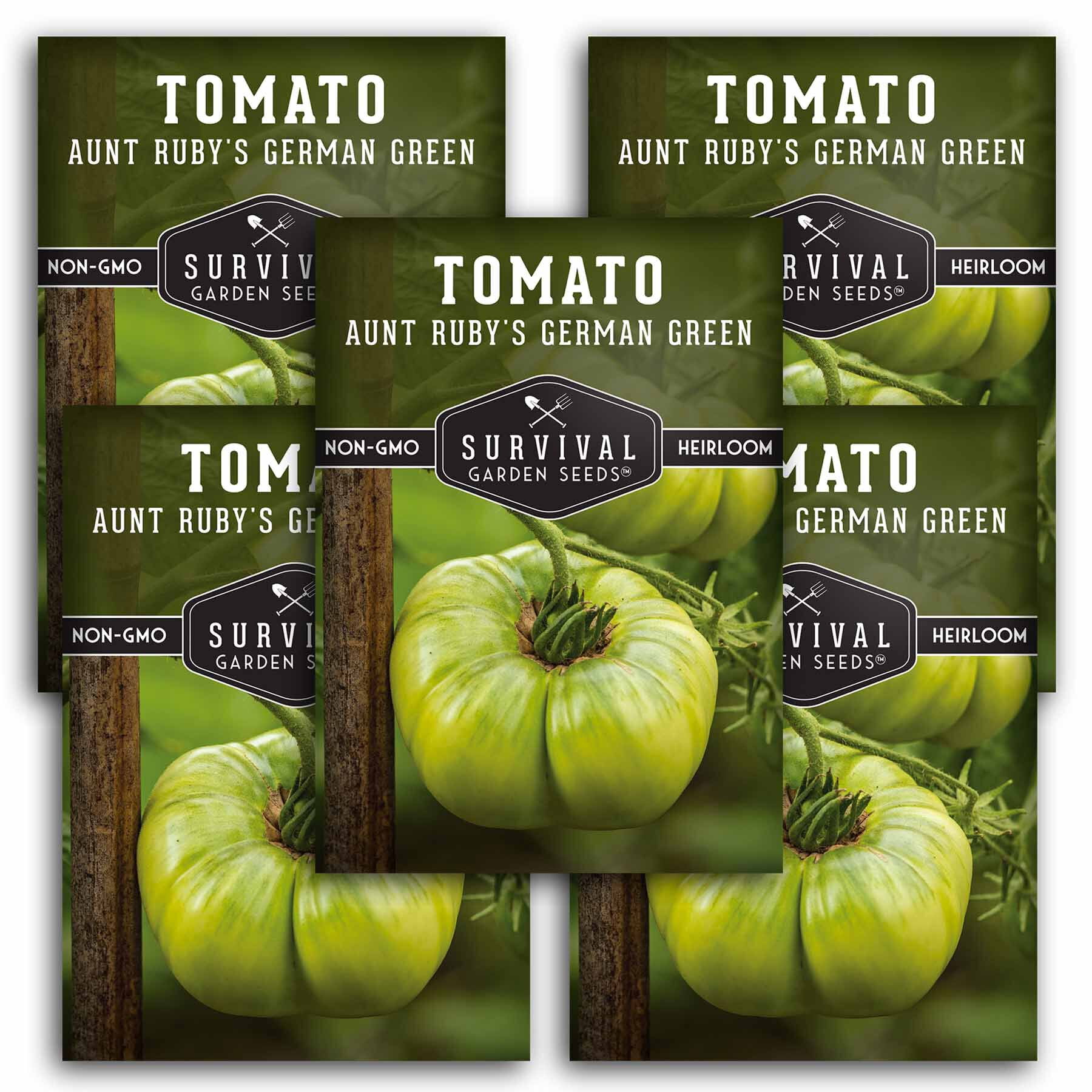 5 Packs Aunt Ruby's German Green Tomato Seeds - Non-GMO Heirloom Full ...