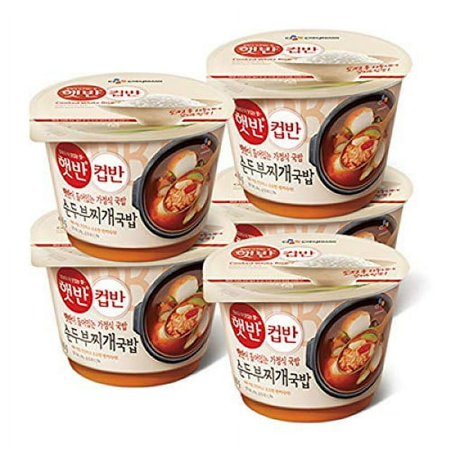 [ 5 Packs ] CJ Instant rice Cup Ban soft tofu steamed rice 햇반 컵반 순두부찌개 ...