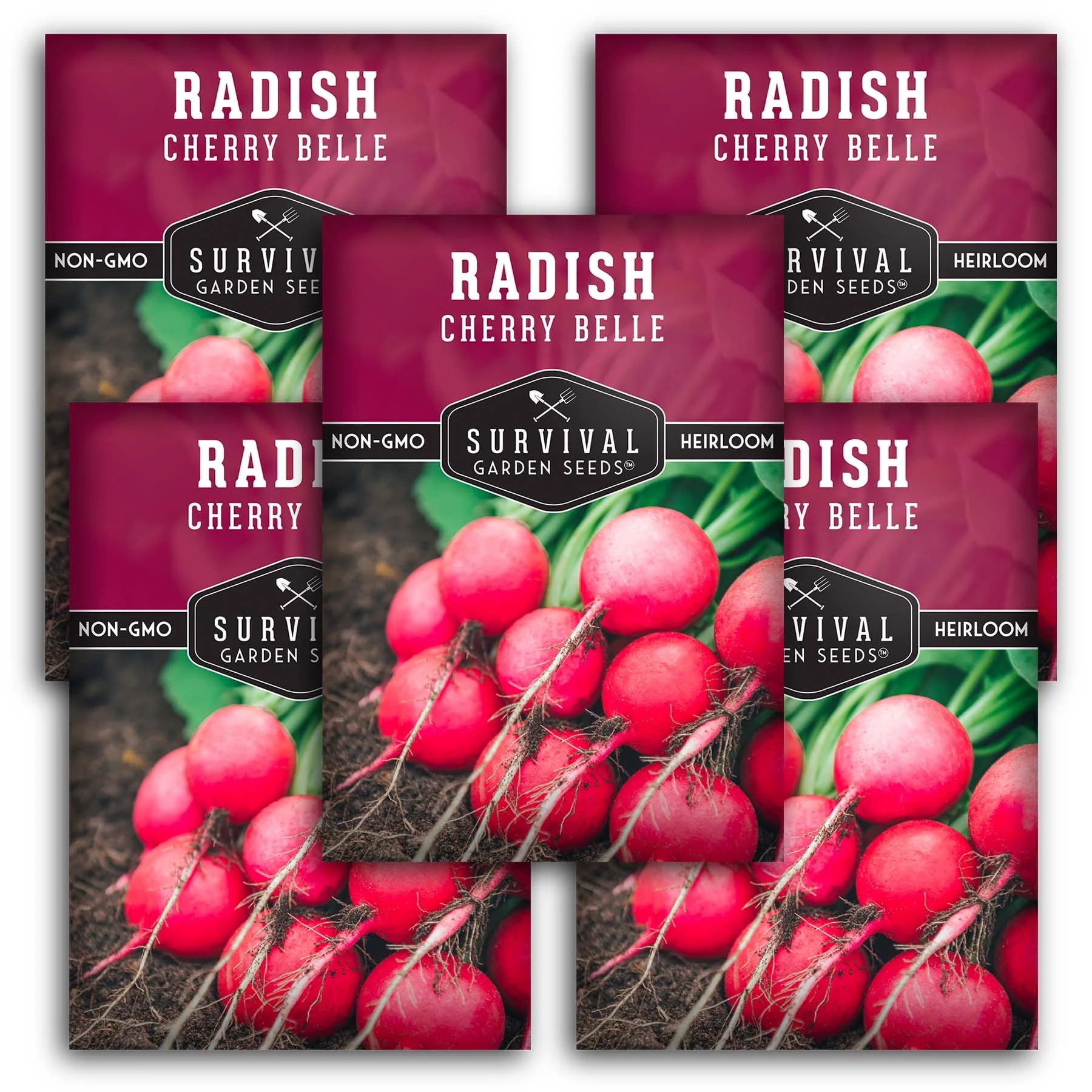 5 packs Cherry Belle Radish Seeds - Non-GMO Heirloom Full Sun Biennial ...