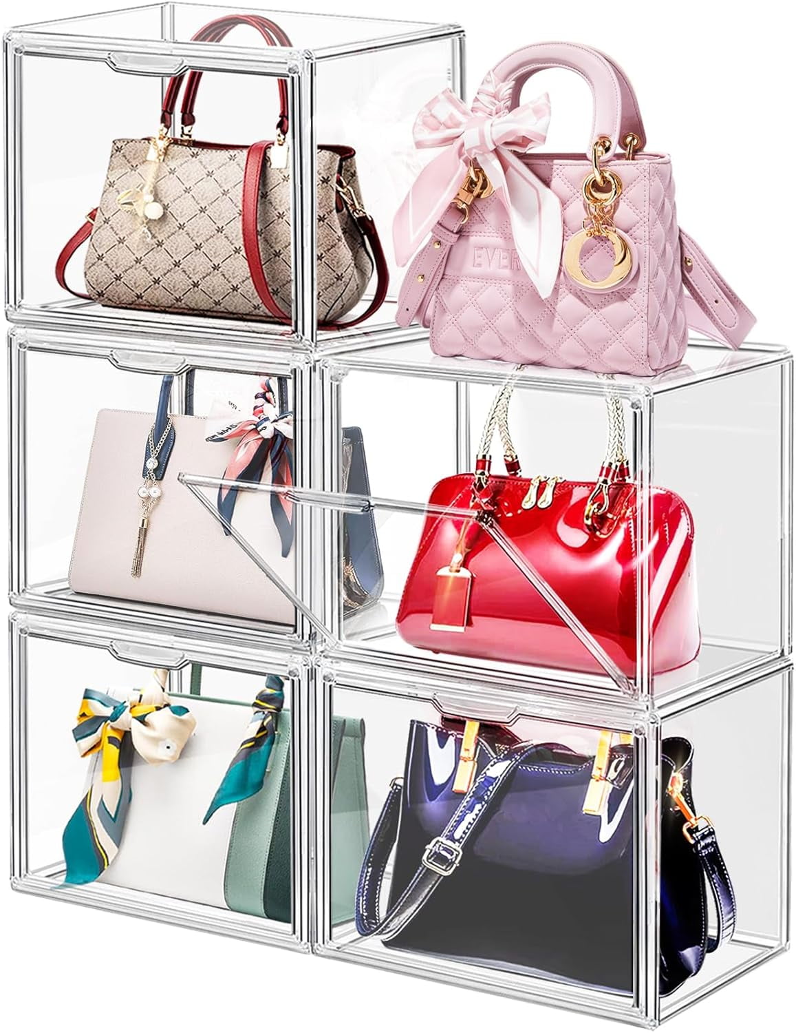 5 Packs Clear Plastic Handbag Storage Organizer for Closet, Acrylic ...