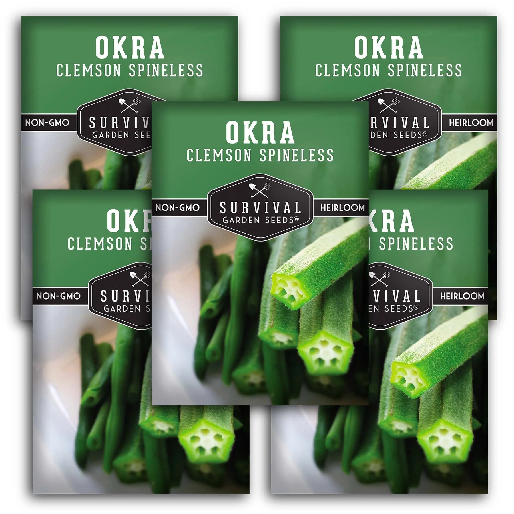 5 Packs Clemson Spineless Okra Seeds - Non-GMO Heirloom Full Sun Annual Vegetable - Walmart.com