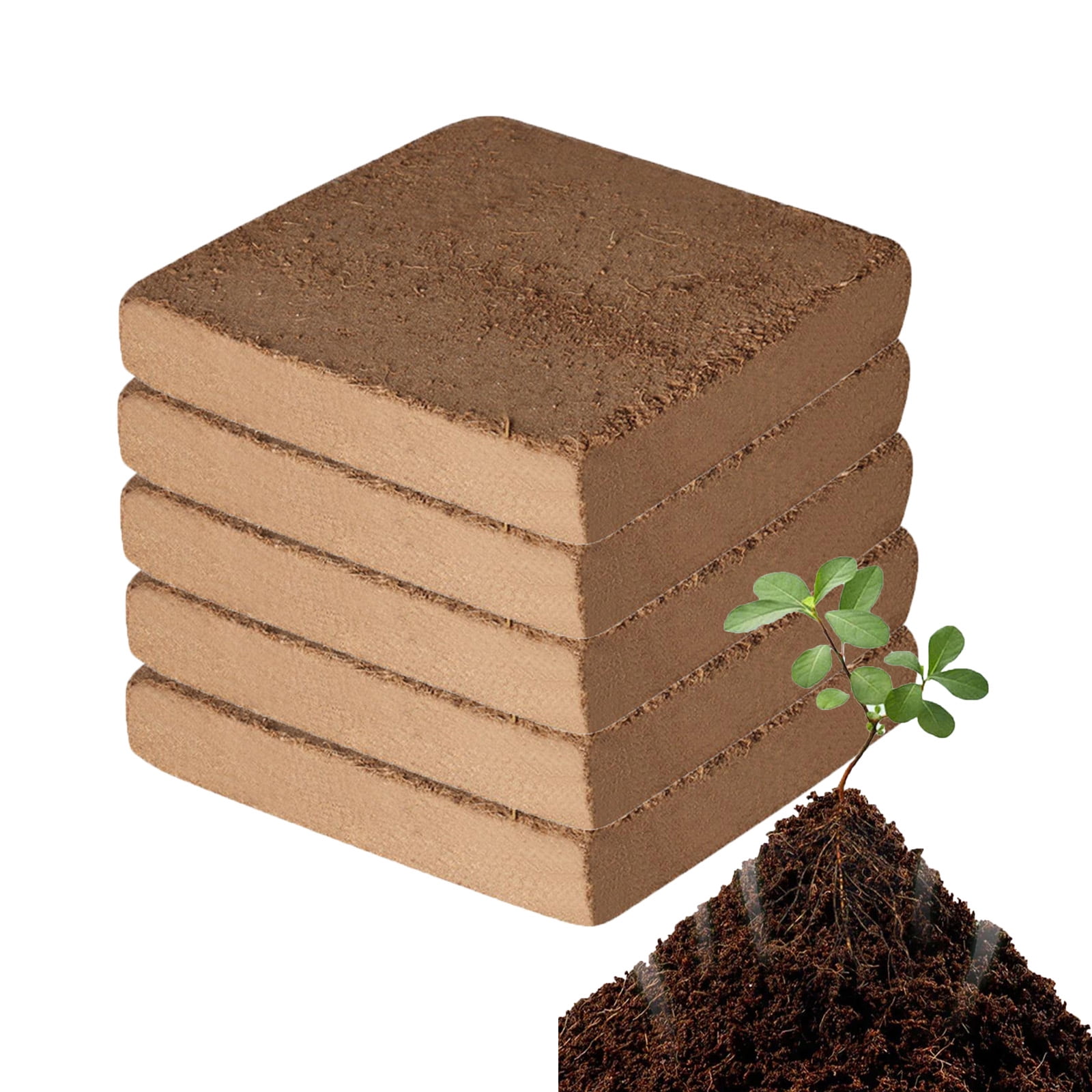 5 Packs Coco Coir Bricks, Coconut Coir for Plants, Organic Compressed ...