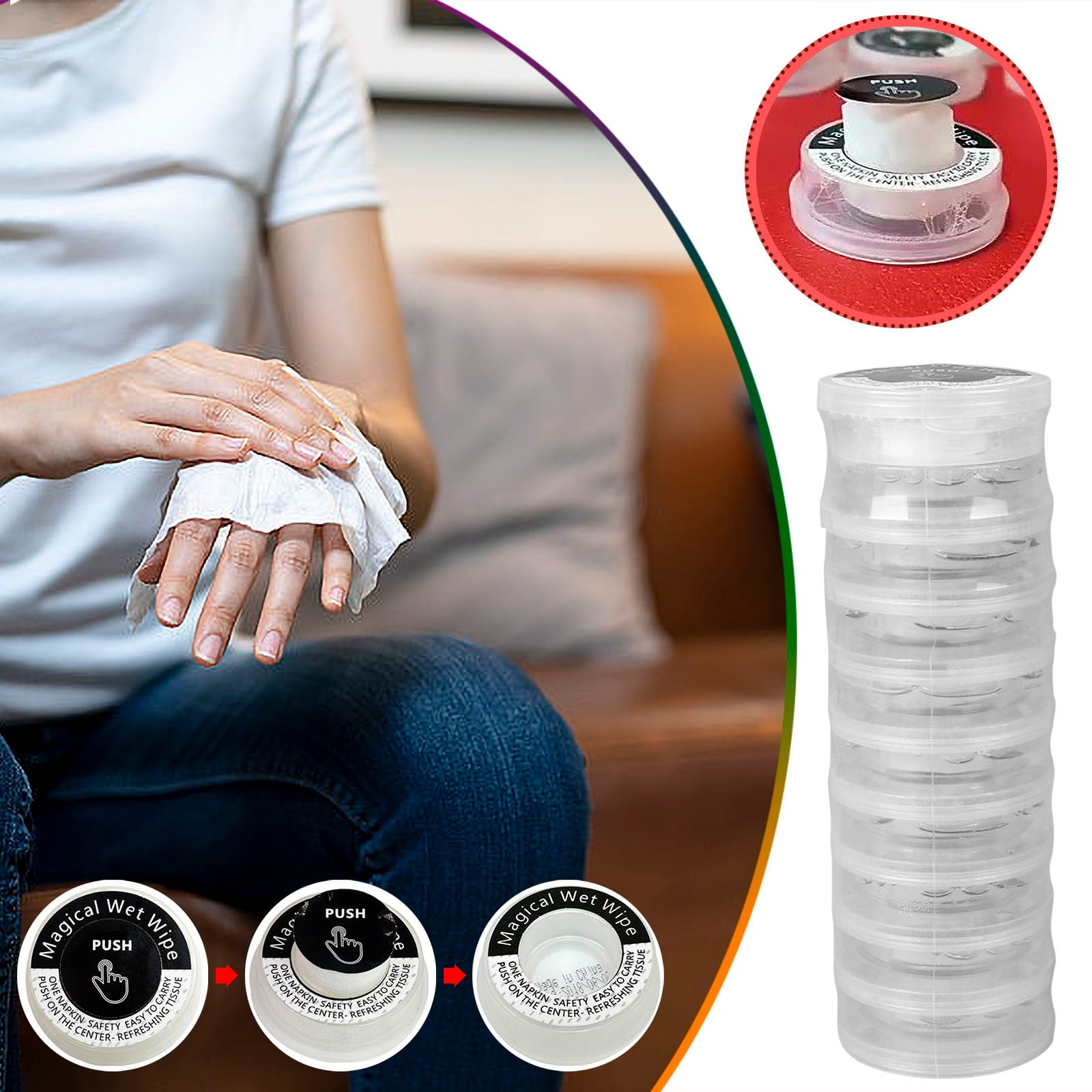 5 Packs Compressed Wet Wipes Portable Travel Hand Wipes Disposable Dry ...