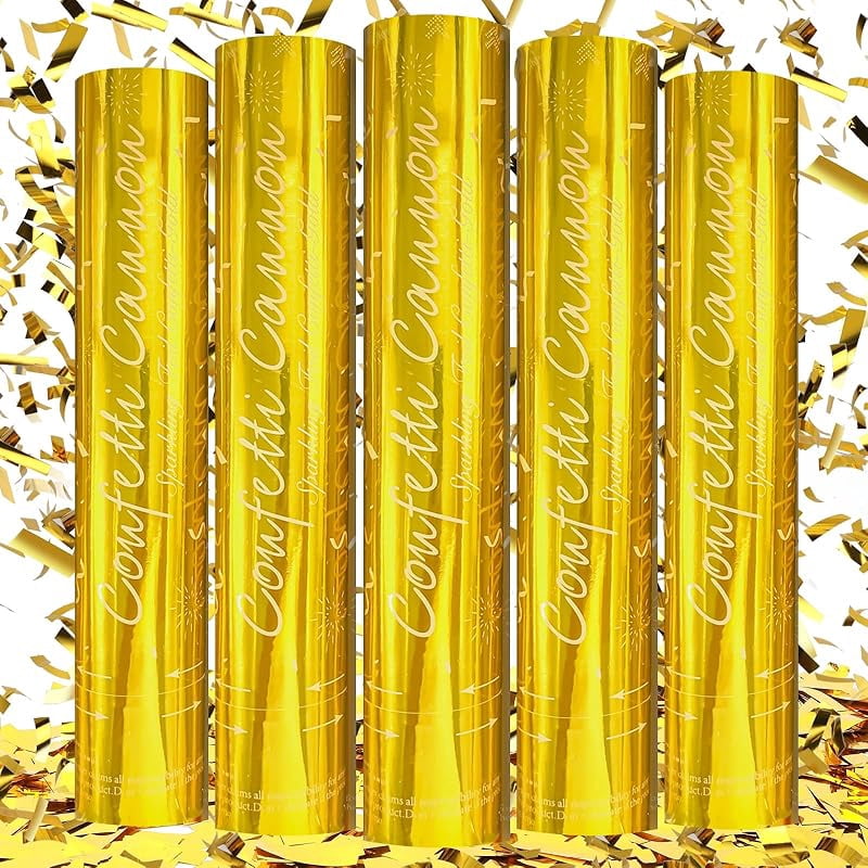 5 Packs Confetti Poppers,12 inch Confetti Cannon,Gold Party Poppers ...