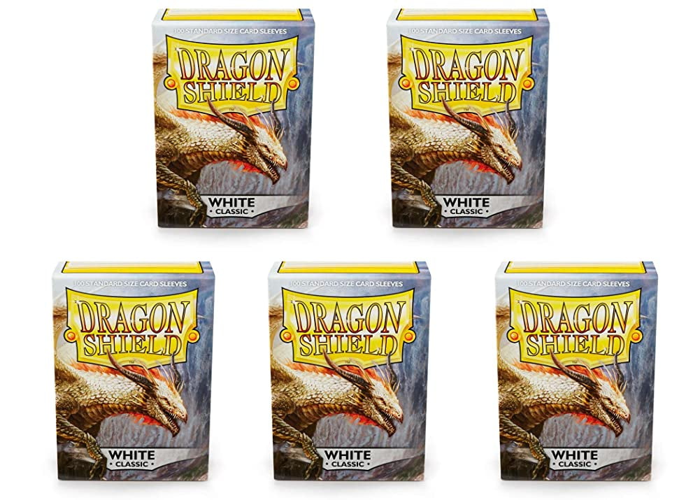 5 Packs Dragon Shield Classic White Standard Size 100 ct Card Sleeves ...
