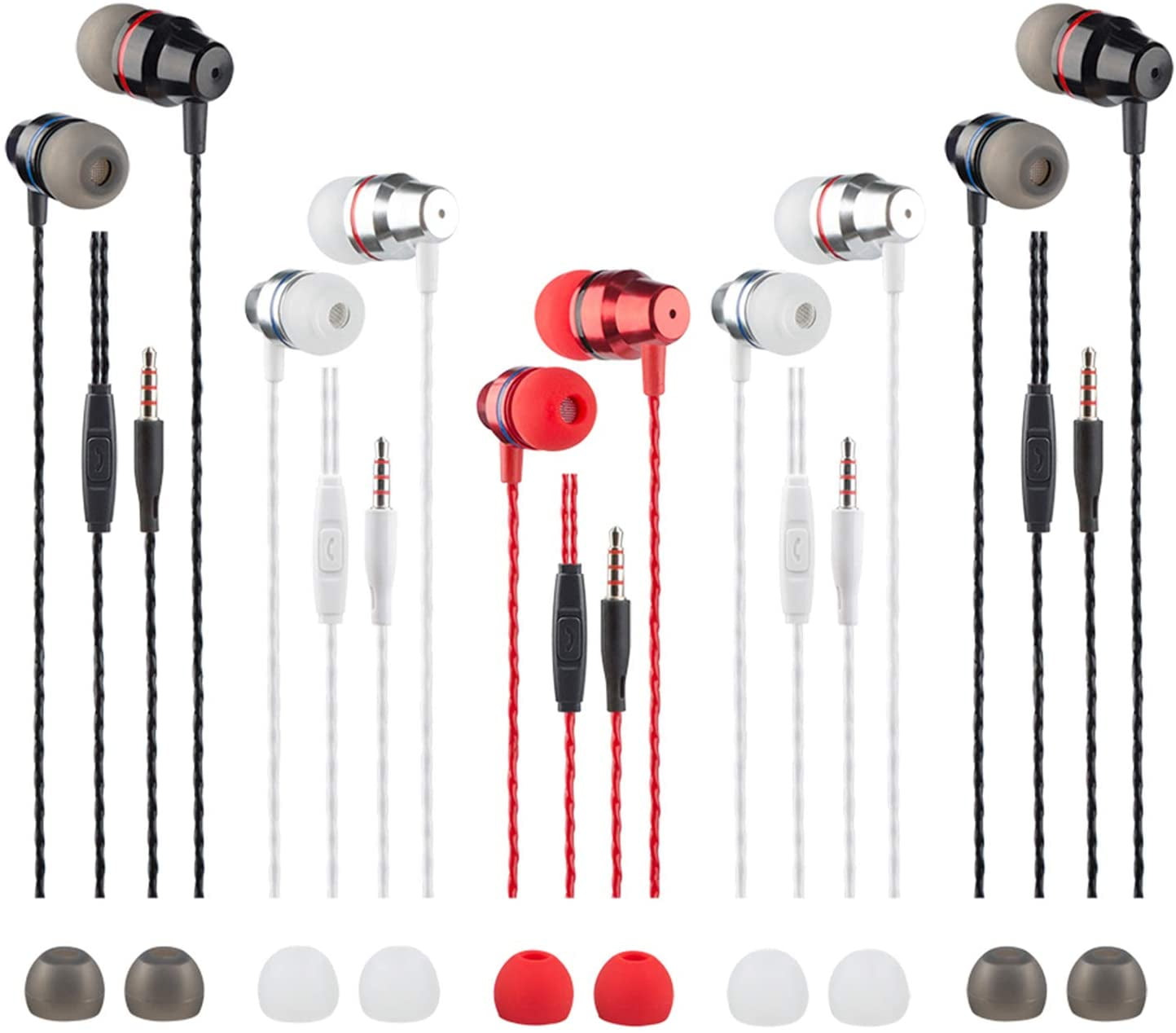 5 Packs Earbud Headphones with Remote & Microphone, SourceTon In Ear ...