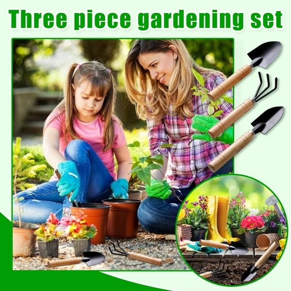 5 Packs Gardening Tool Set, Metal & Wood Hand Tools for Digging ...