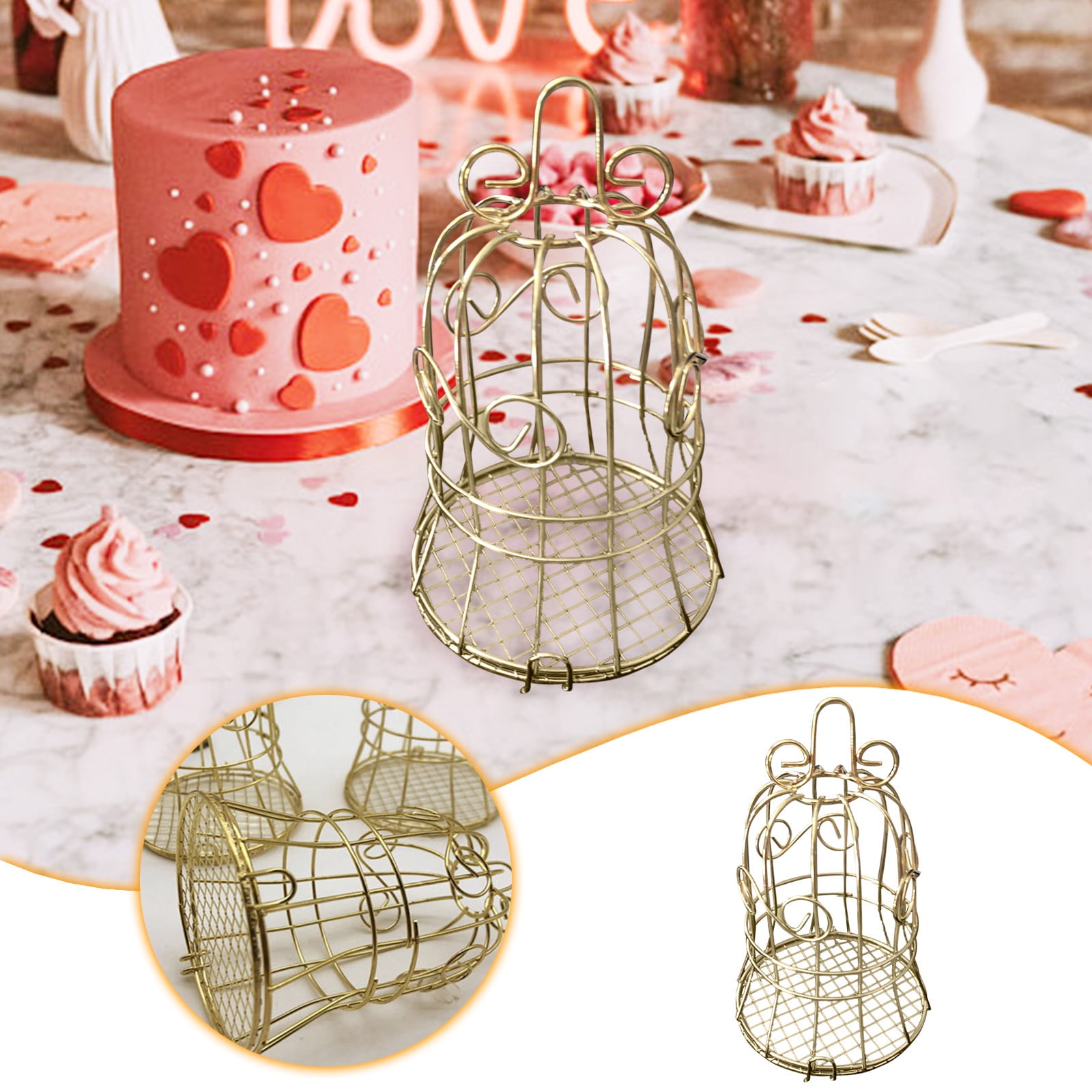 5 Packs Gold Hollowed Out Iron Candy Box Bird Cage Shape Metal Gift Box ...