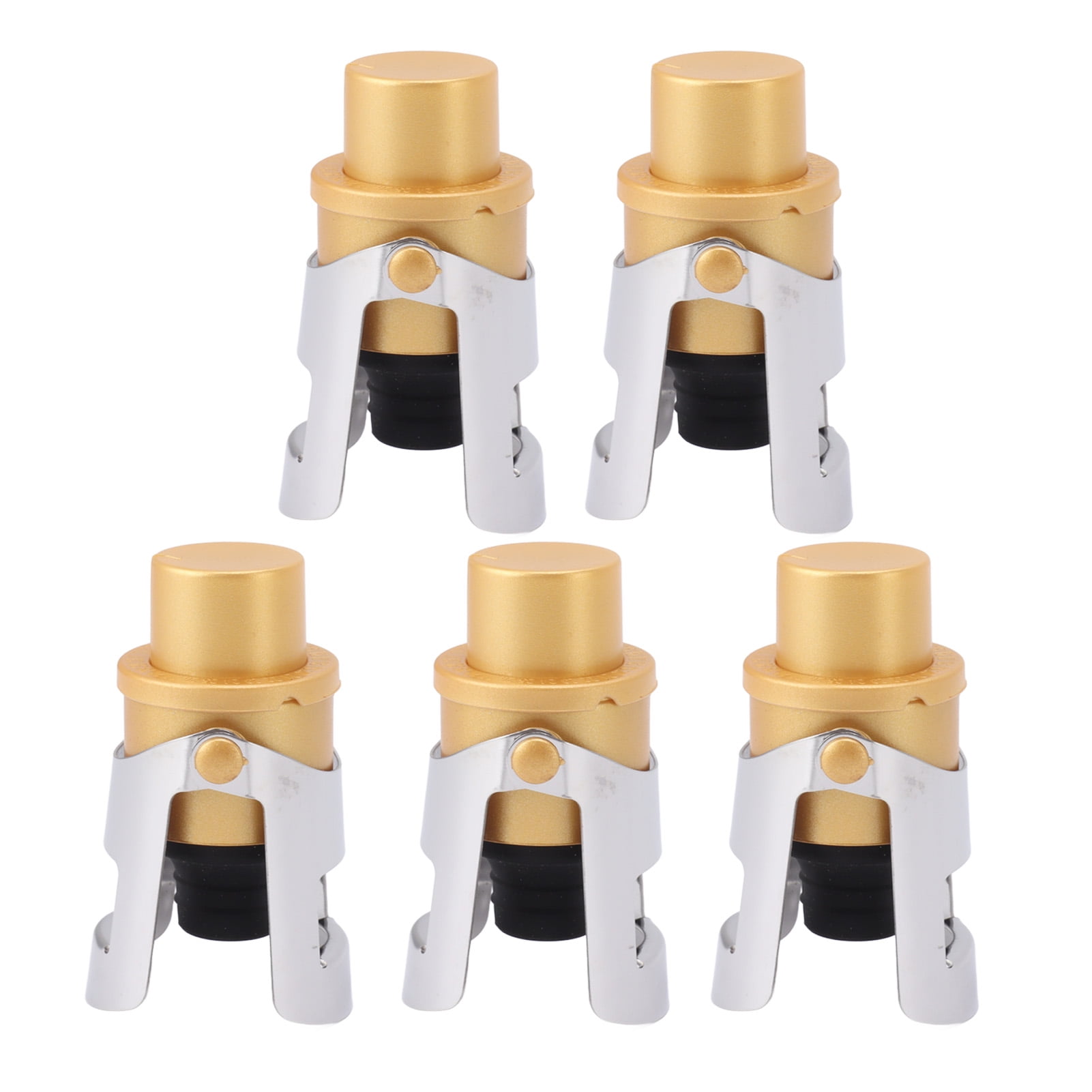 5 Packs Golden Champagne Stopper Stainless Steel Resuable Bottle Sealer ...