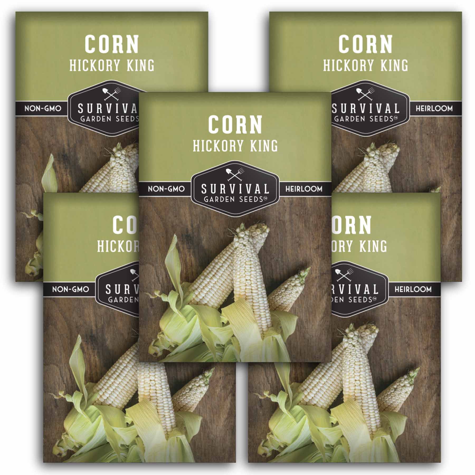 5 packs Hickory King Corn Seed - White Field or Dent Corn - Non-GMO Heirloom Annual Full Sun ...
