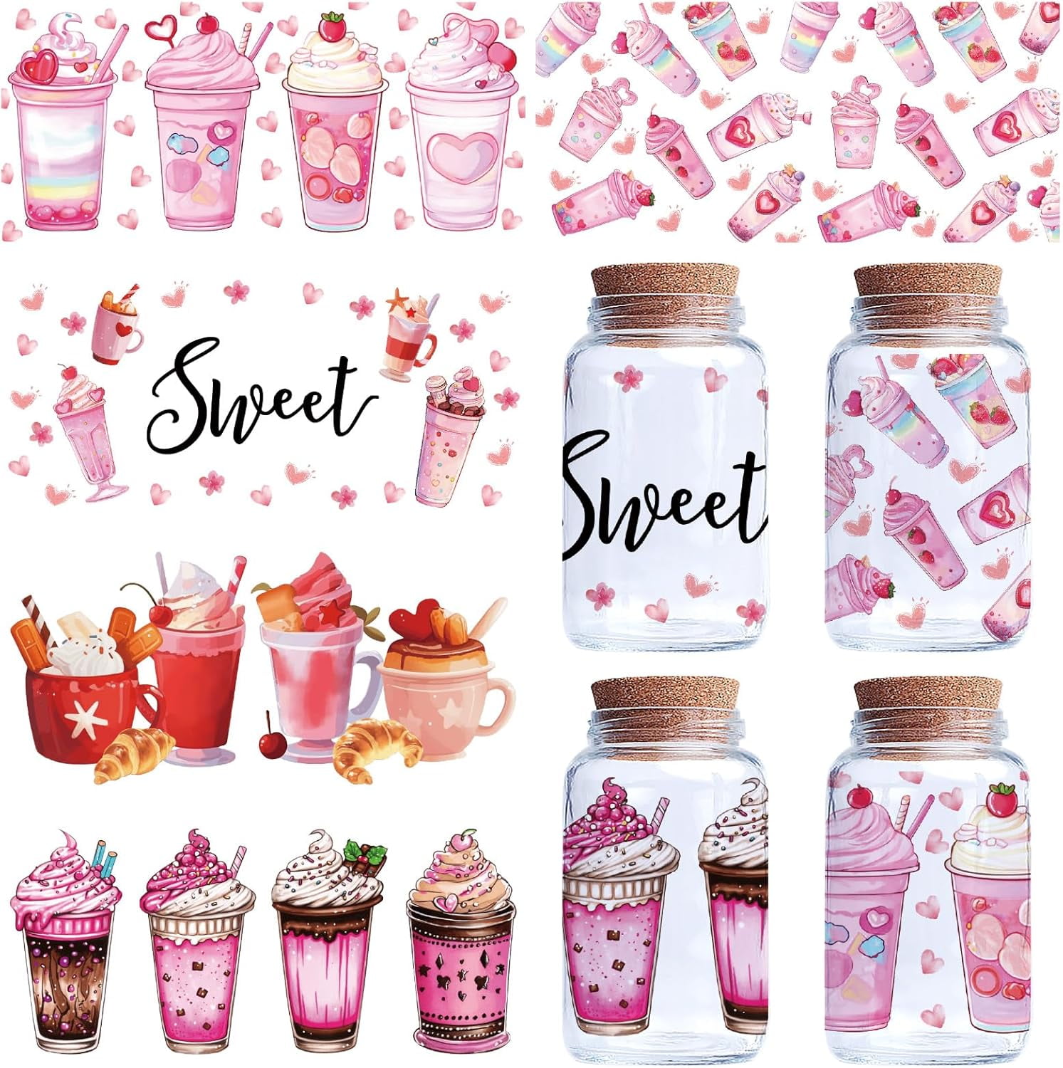 5 Packs Ice Cream Rub On Transfers Cup Wraps Cup Transfer Stickers PVC ...