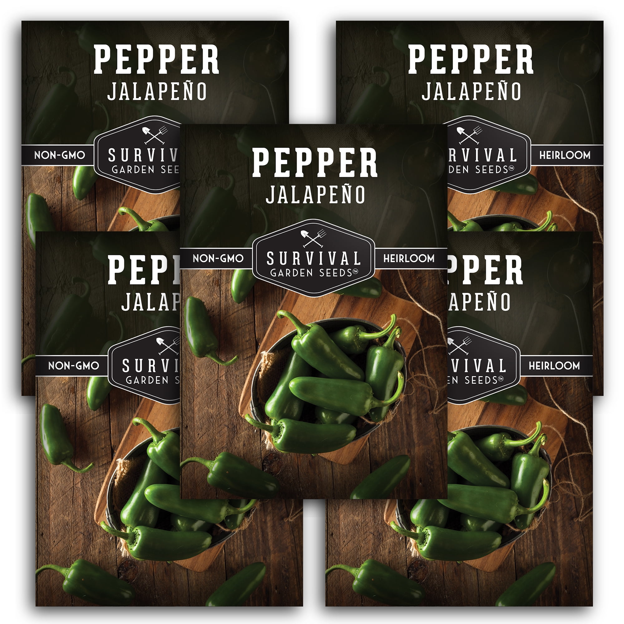 5 Packs Jalapeño Pepper Seeds - Non-GMO Heirloom Full Sun Annual ...