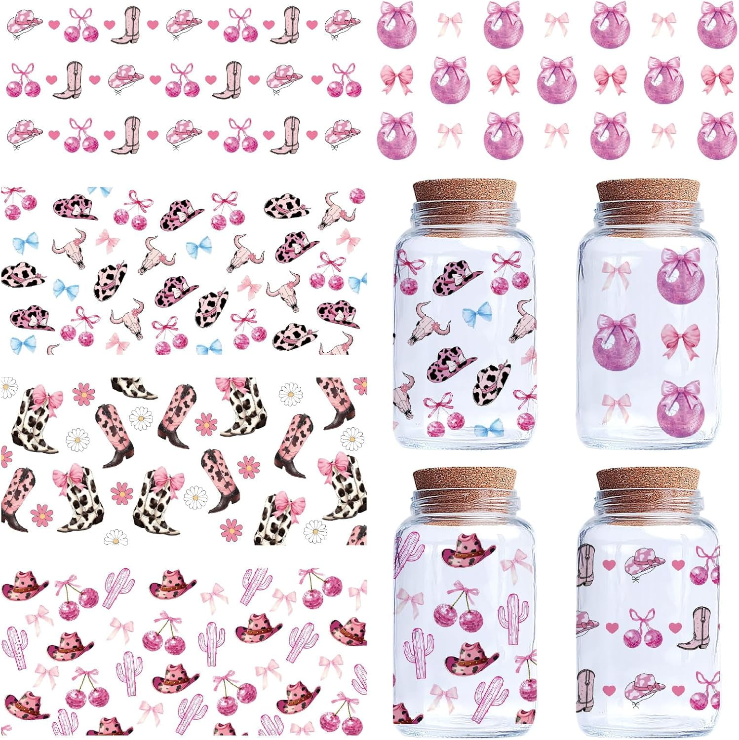 5 Packs Leopard Print Rub On Transfers Cup Wraps Cup Transfer Stickers ...