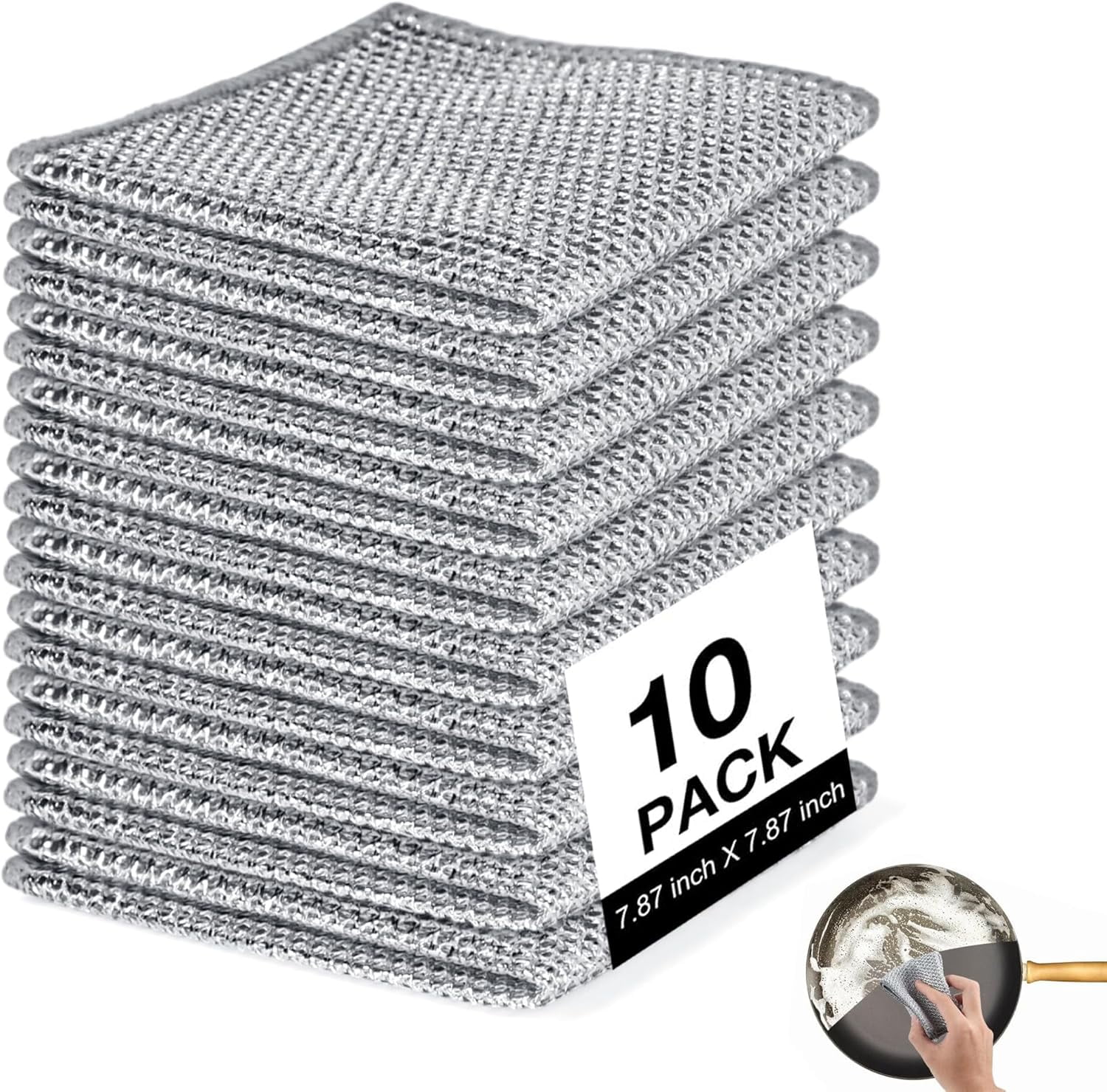 5 Packs Multipurpose Wire Dishwashing Rags for Wet and Dry, MUAECH 2024 ...