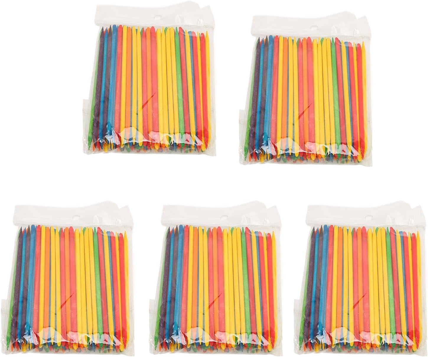5 Packs Nail Art Wood Sticks, 5 X 100pcs Wooden Cuticle Dead Skin ...