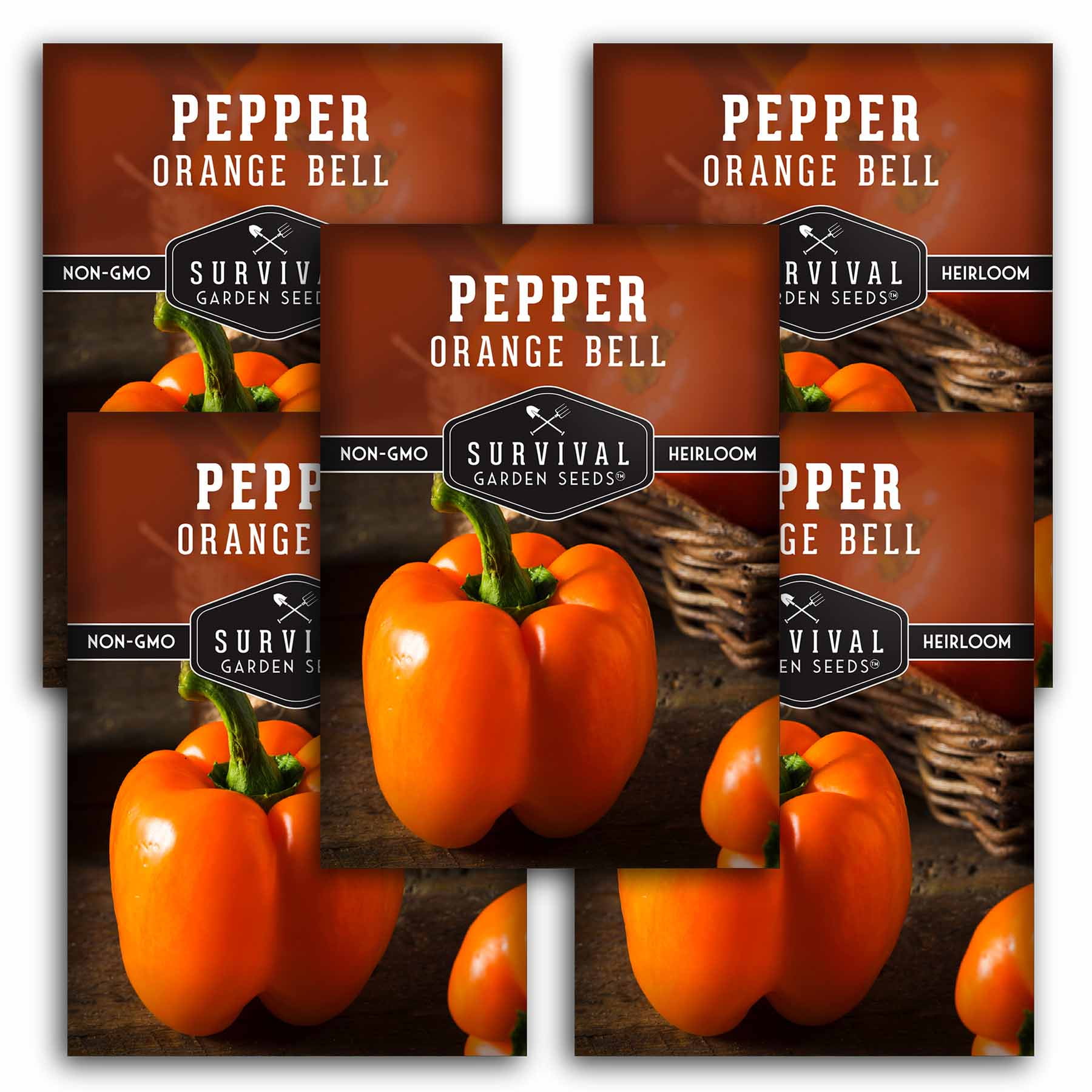 5 Packs Orange Bell Pepper Seed - Non-GMO Heirloom Annual Full Sun ...