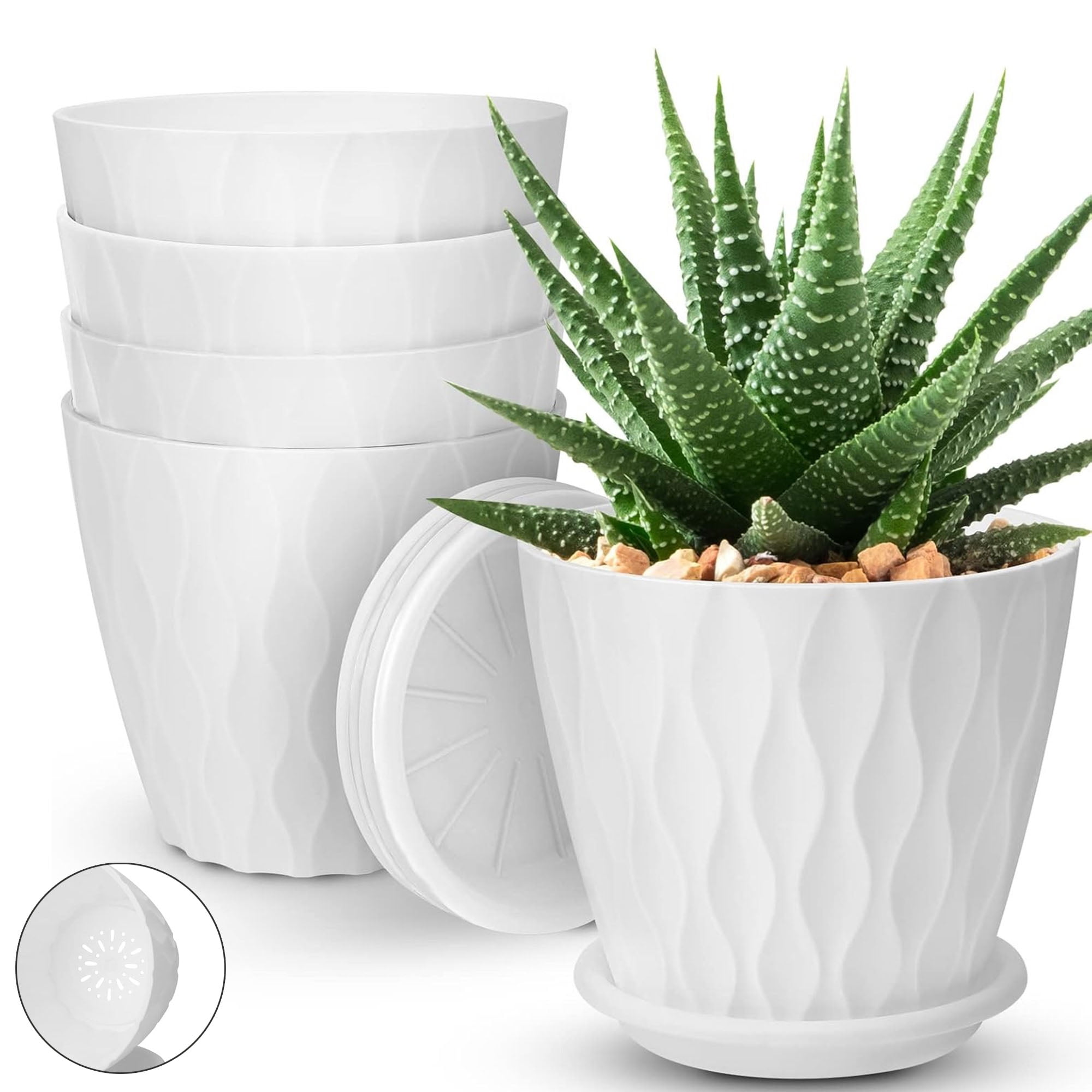 5 Packs Plant Pots Flower Pots Outdoor Indoor Planters with Drainage ...