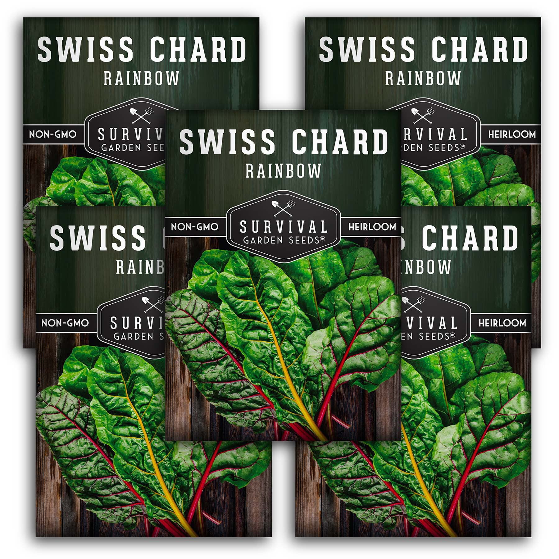 5 Packs Rainbow Swiss Chard Seeds - Non-GMO Heirloom Full Sun Annual ...