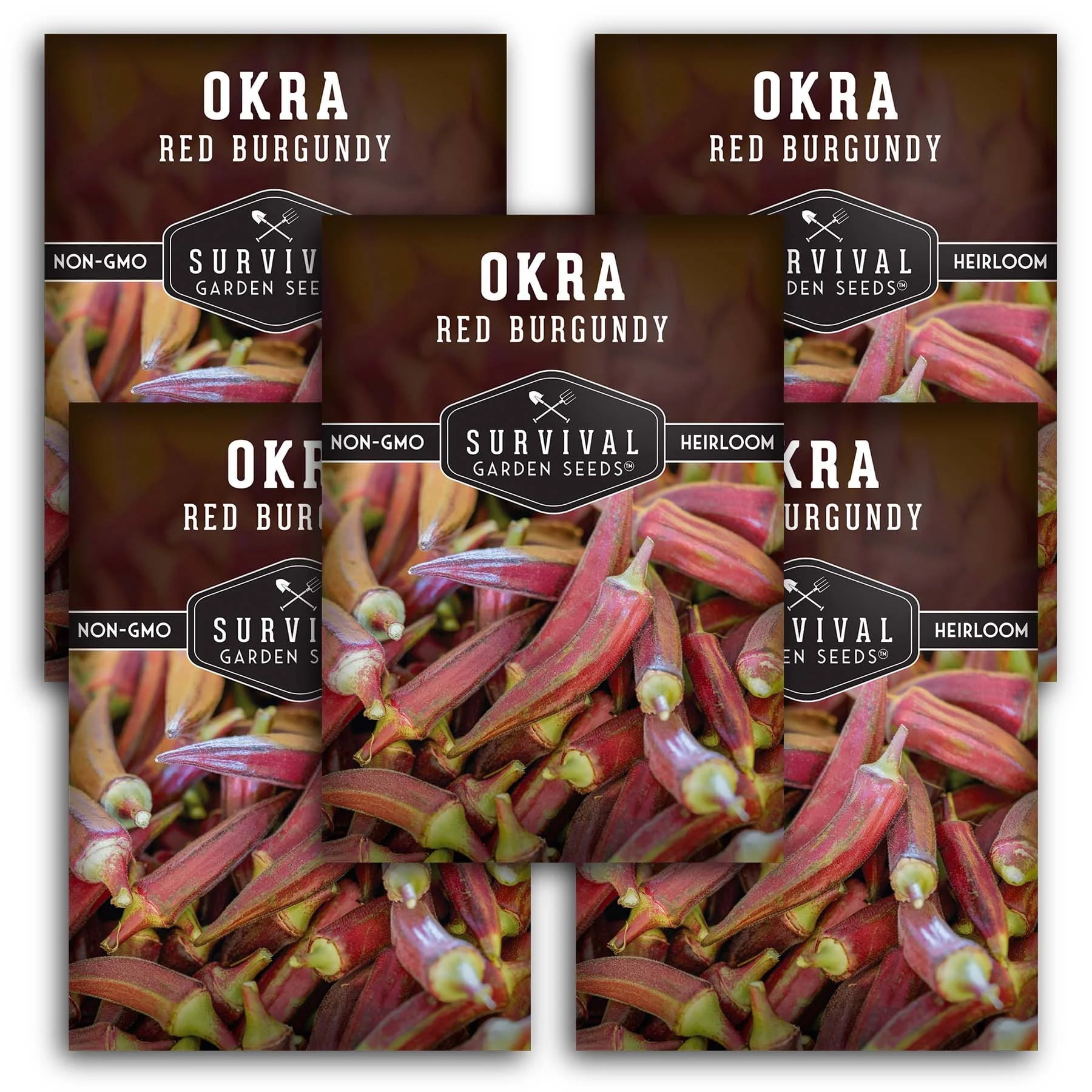 5 Packs Red Burgundy Okra Seeds - Non-GMO Heirloom Full Sun Annual ...