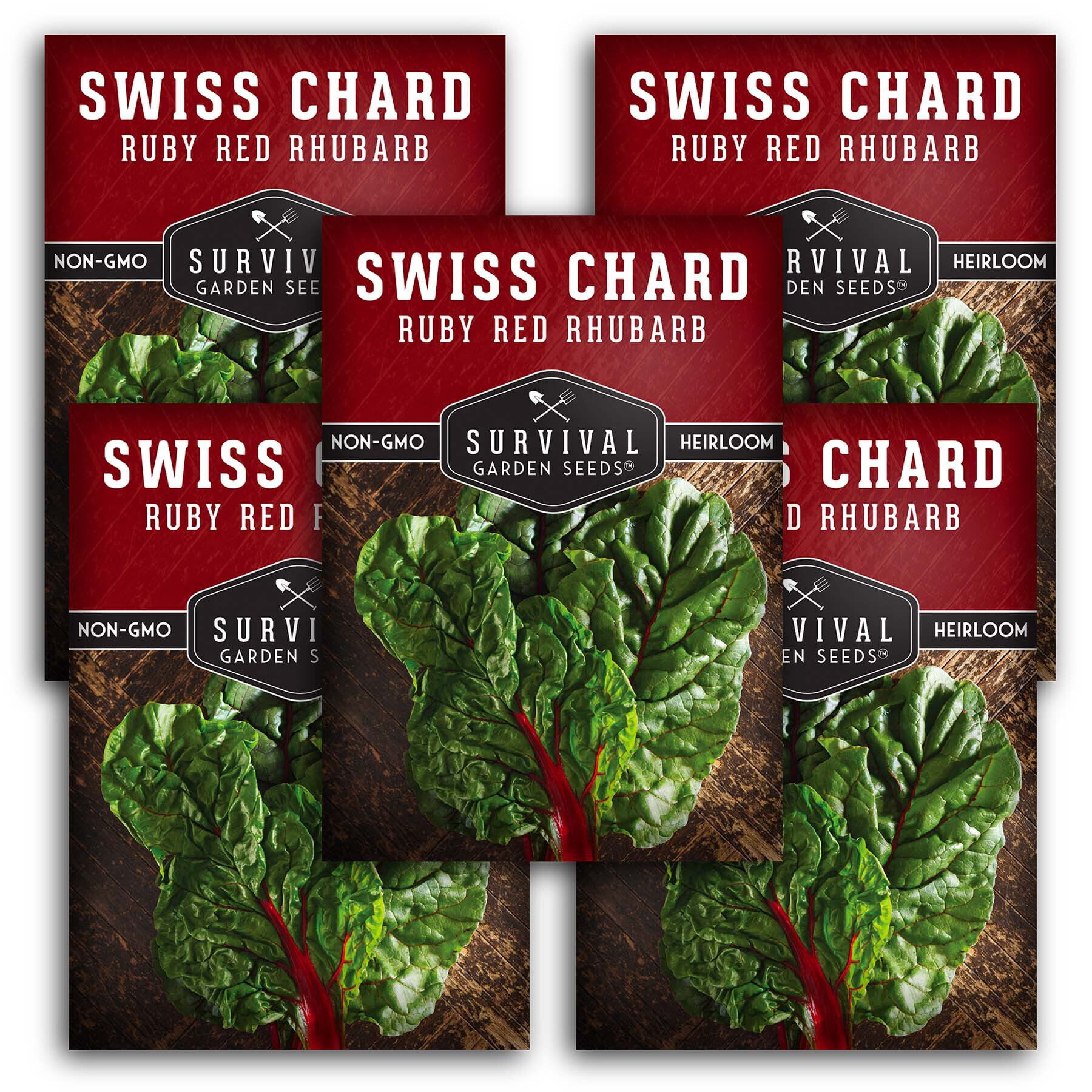 5 Packs Ruby Red Rhubarb Swiss Chard Seeds - Non-GMO Heirloom Full Sun ...