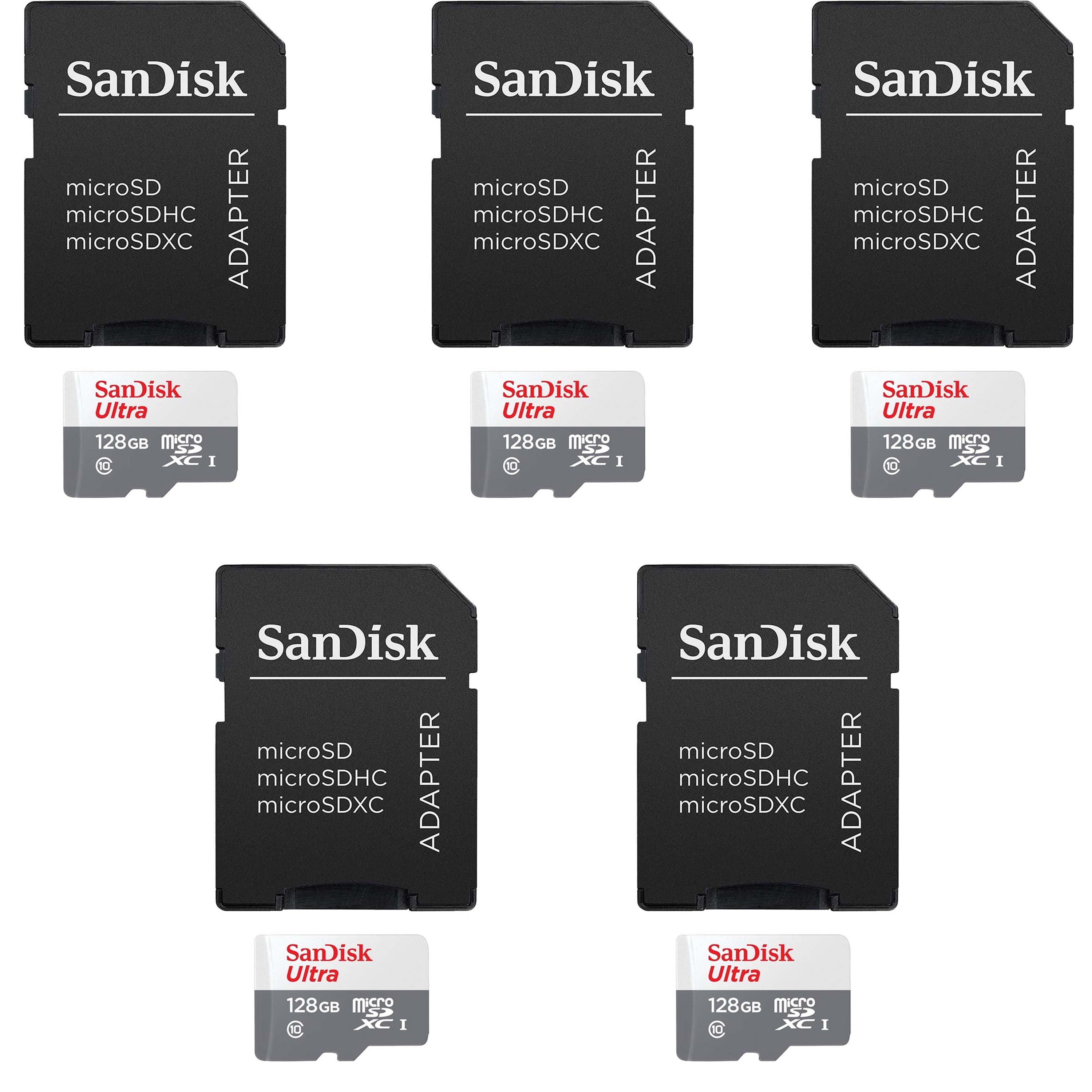 SanDisk 5 Packs 128GB Ultra UHS-I Micro Camera HD microSDHC Memory Card ...