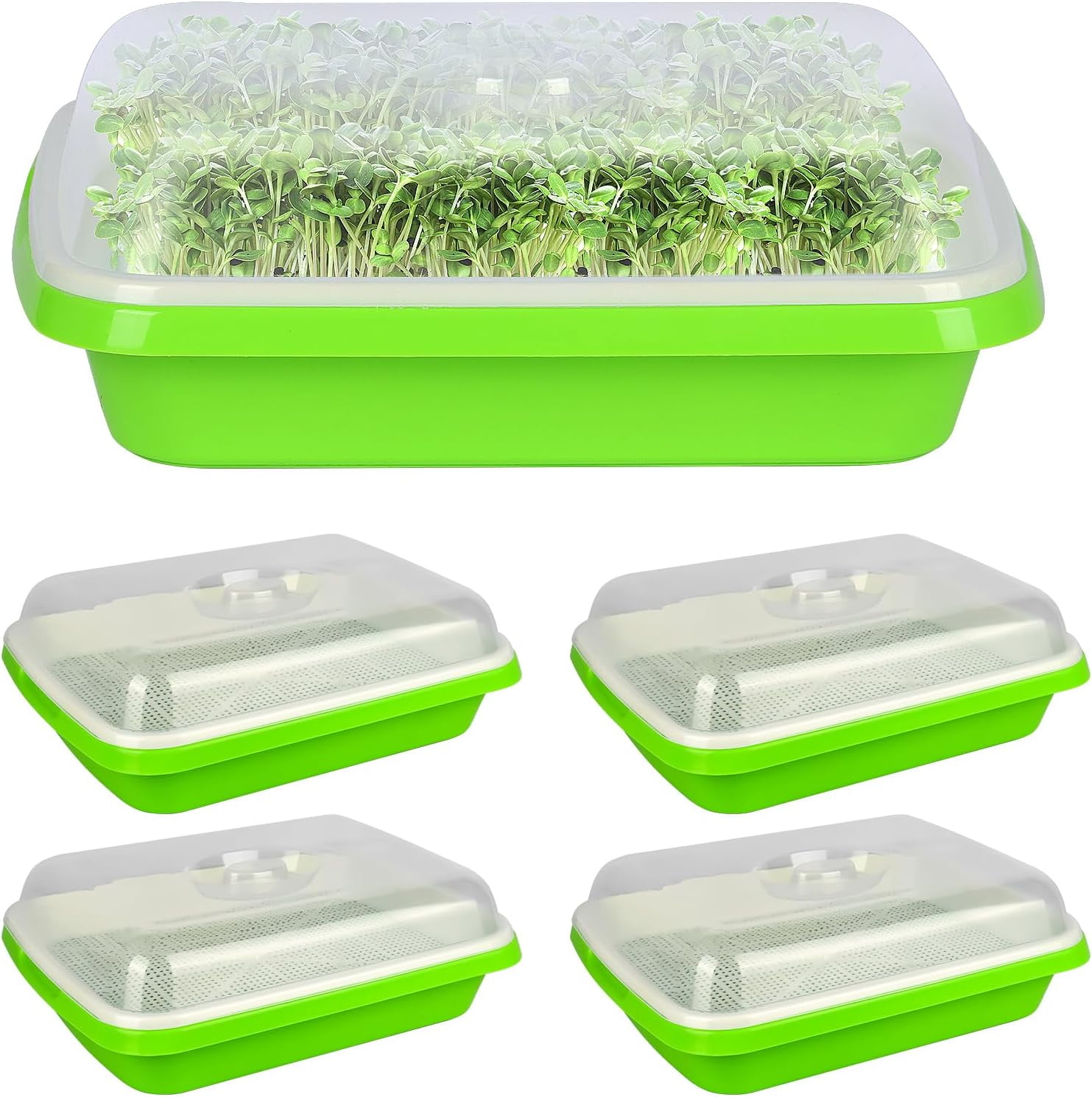 5 Packs Seed Sprouting Tray,Microgreens Growing Trays Big Capacity ...