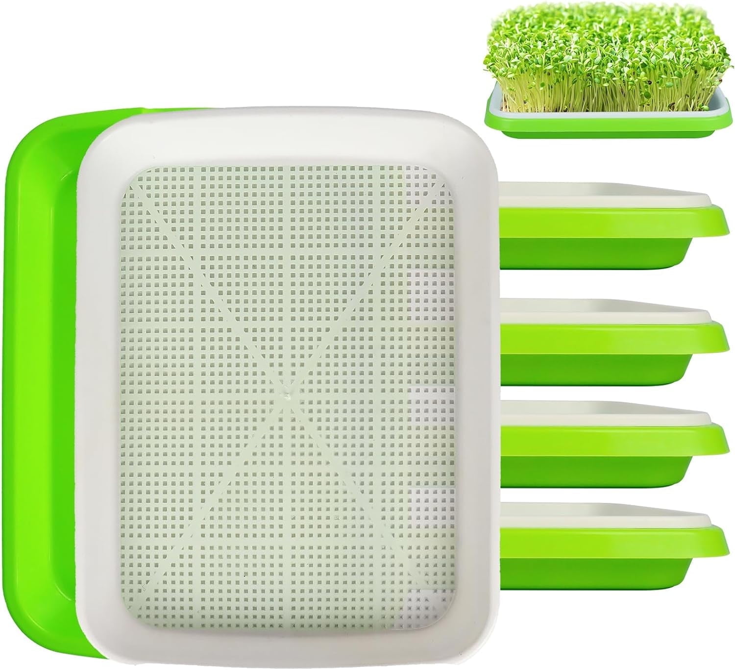 Bunacde 5 Packs Seed Sprouting Tray, Microgreens Growing Trays ...