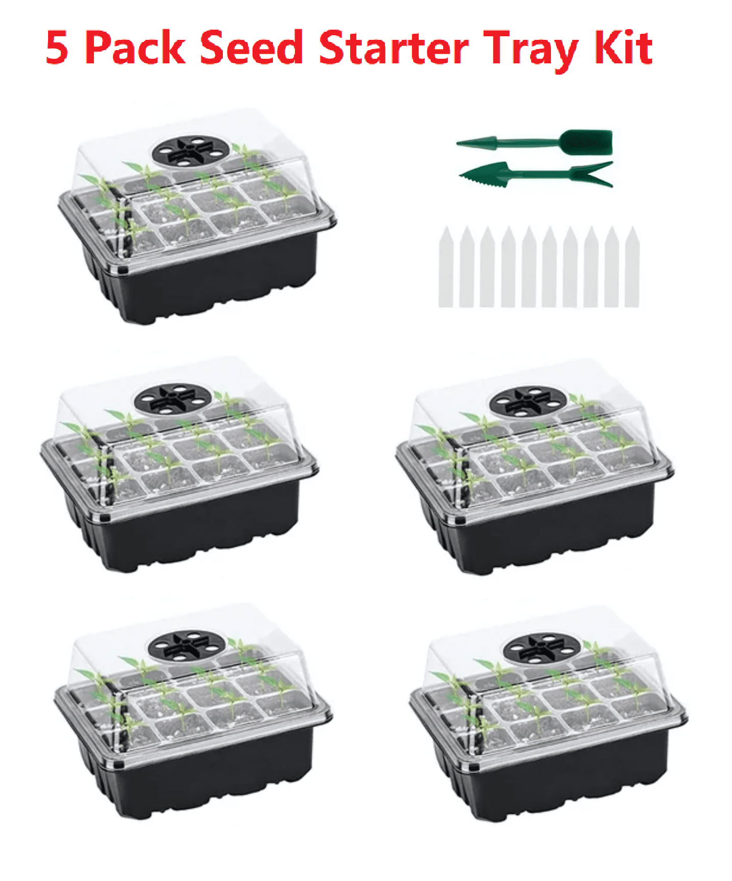 5 Packs Seed Starter Tray Kit with Adjustable Humidity Dome and Base ...