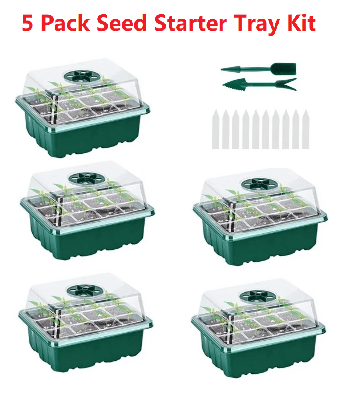 5 Packs Seed Starter Tray Kit with Adjustable Humidity Dome and Base ...