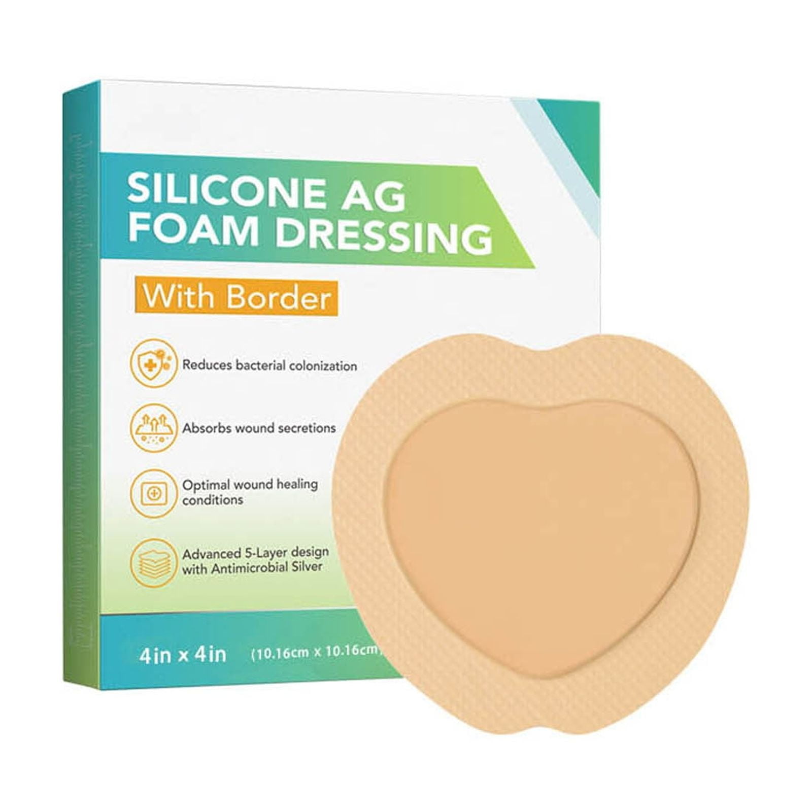 5 Packs Silicone Super Absorbent Wound Dressing Self-adhesive Bandages ...