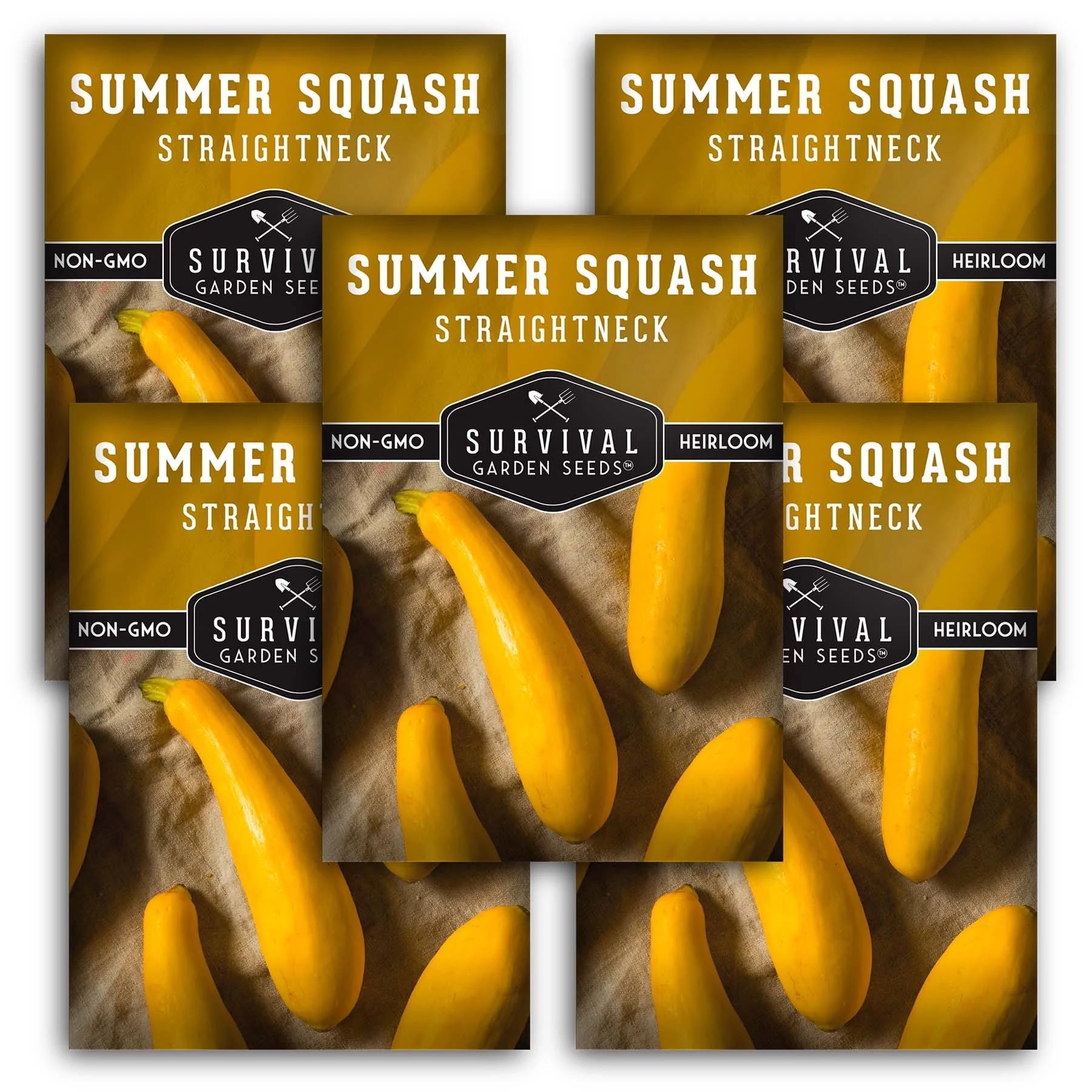 5 packs Straightneck Summer Squash Seed - Non-GMO Heirloom Full Sun ...