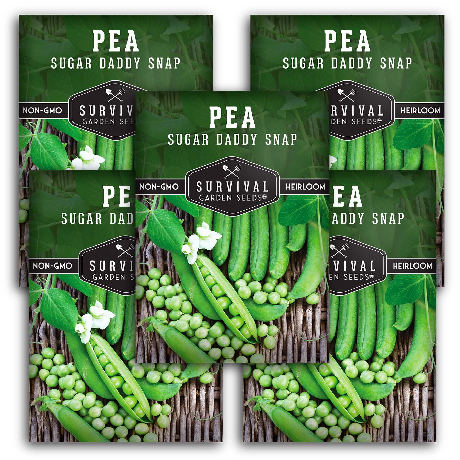 5 Packs Non-GMO Heirloom Sugar Daddy Snap Pea Vegetable Seeds, Full Sun ...